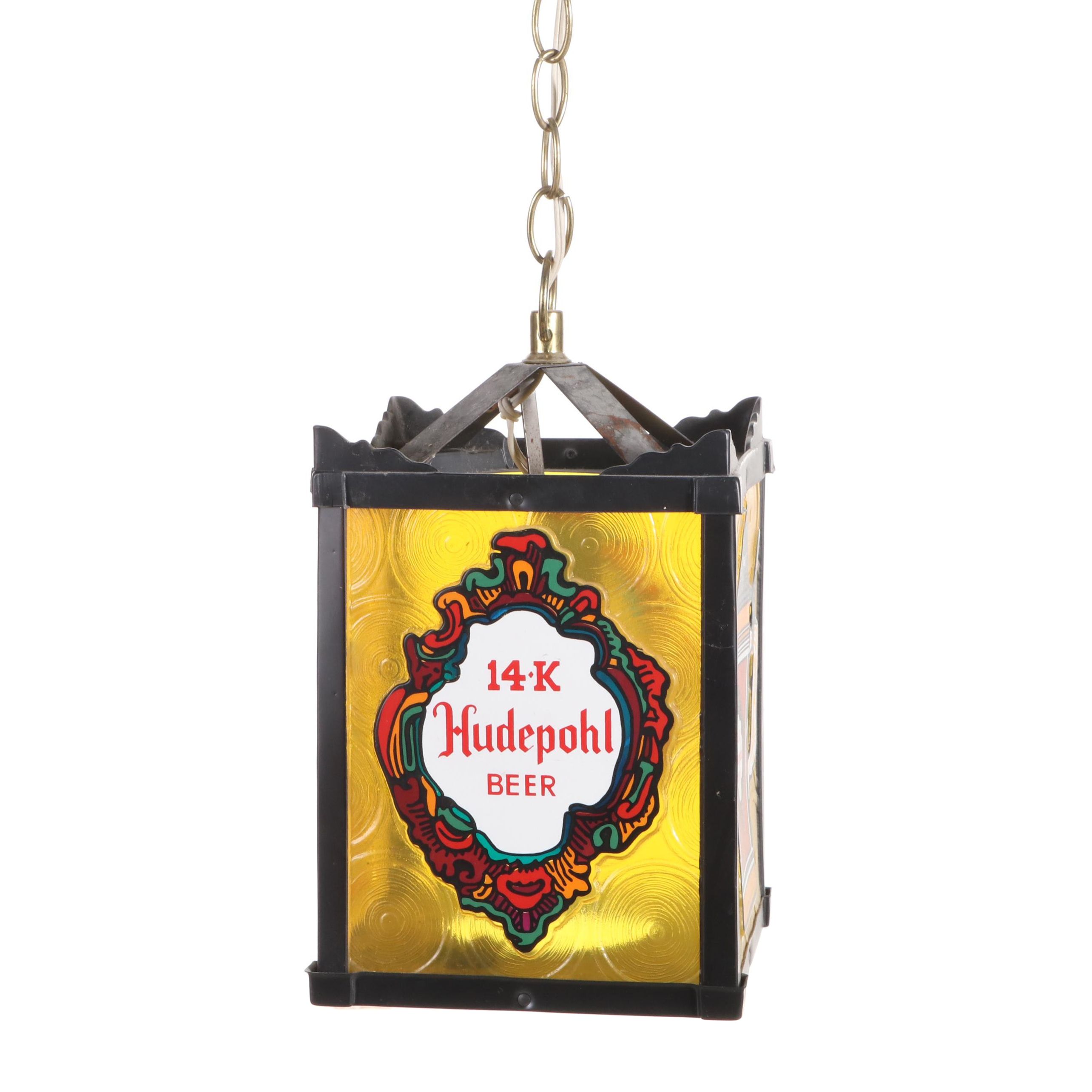 Hudepohl Beer Faux Stained Glass Advertising Ceiling Light | EBTH