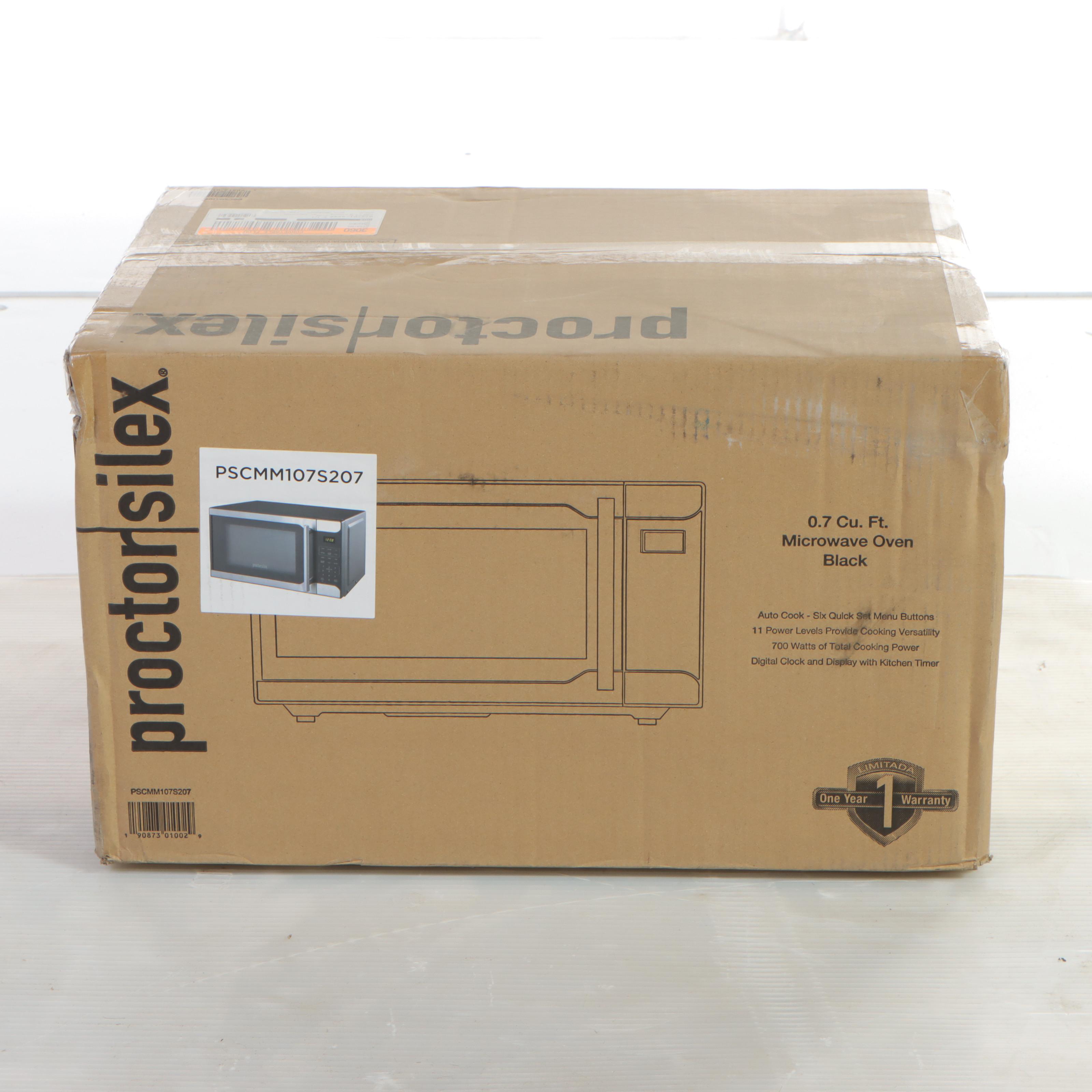 Proctor Silex Black and Chrome 20", 0.7 Cu. Ft. Counter Top Microwave ...