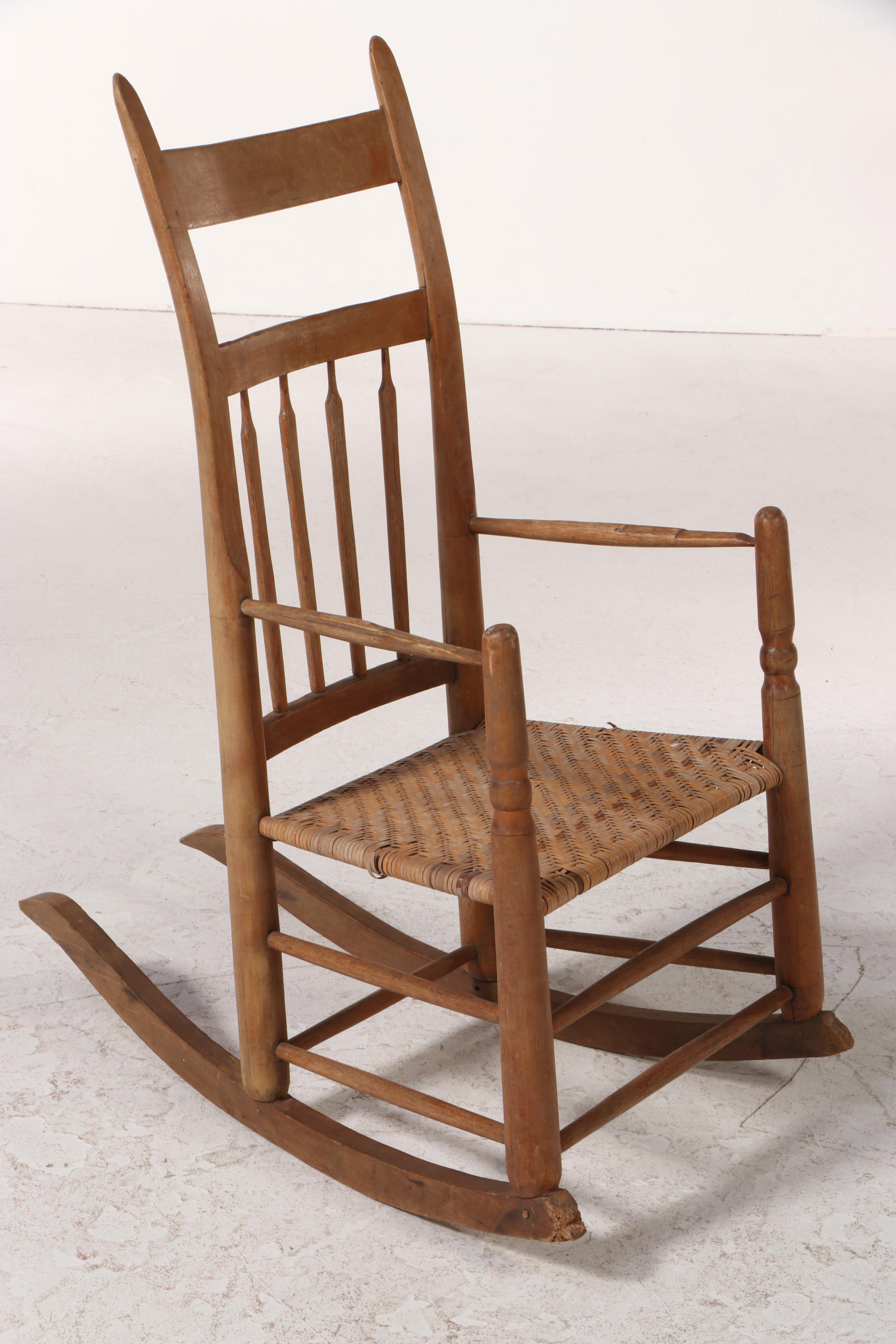 American Primitive Wooden Arrow-Back Rocking Chair, 19th Century | EBTH