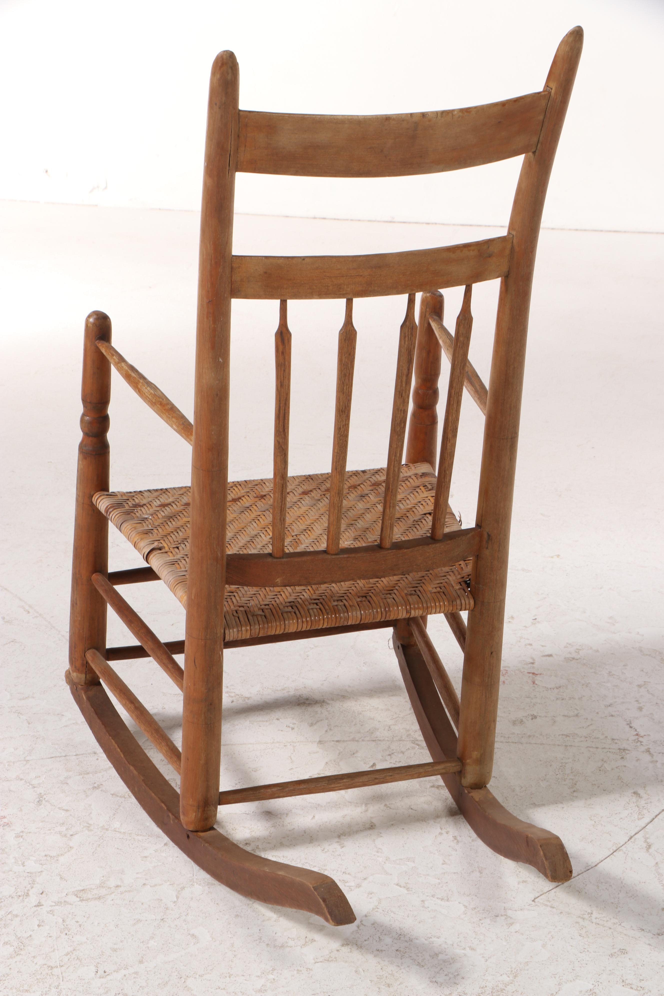 American Primitive Wooden Arrow-Back Rocking Chair, 19th Century | EBTH