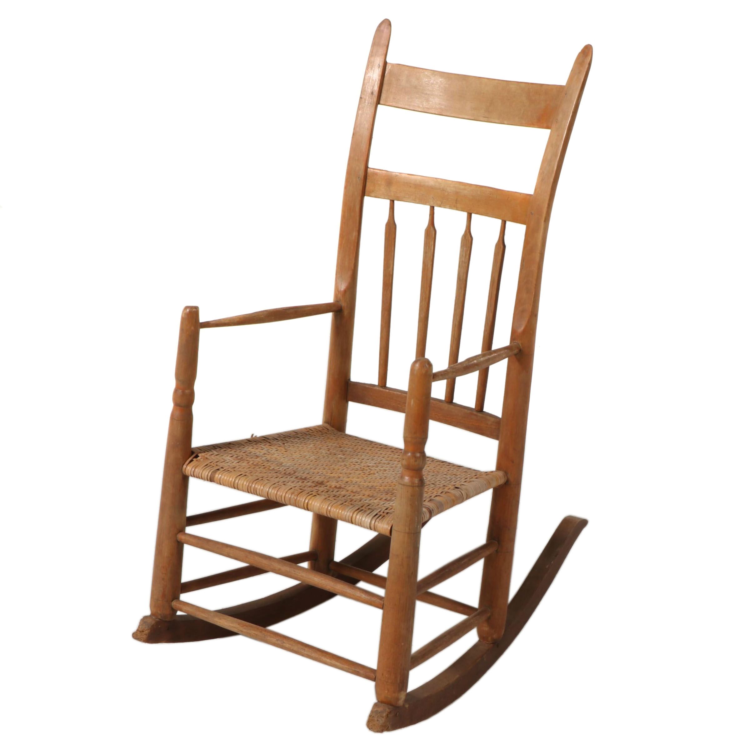 American Primitive Wooden Arrow-Back Rocking Chair, 19th Century | EBTH