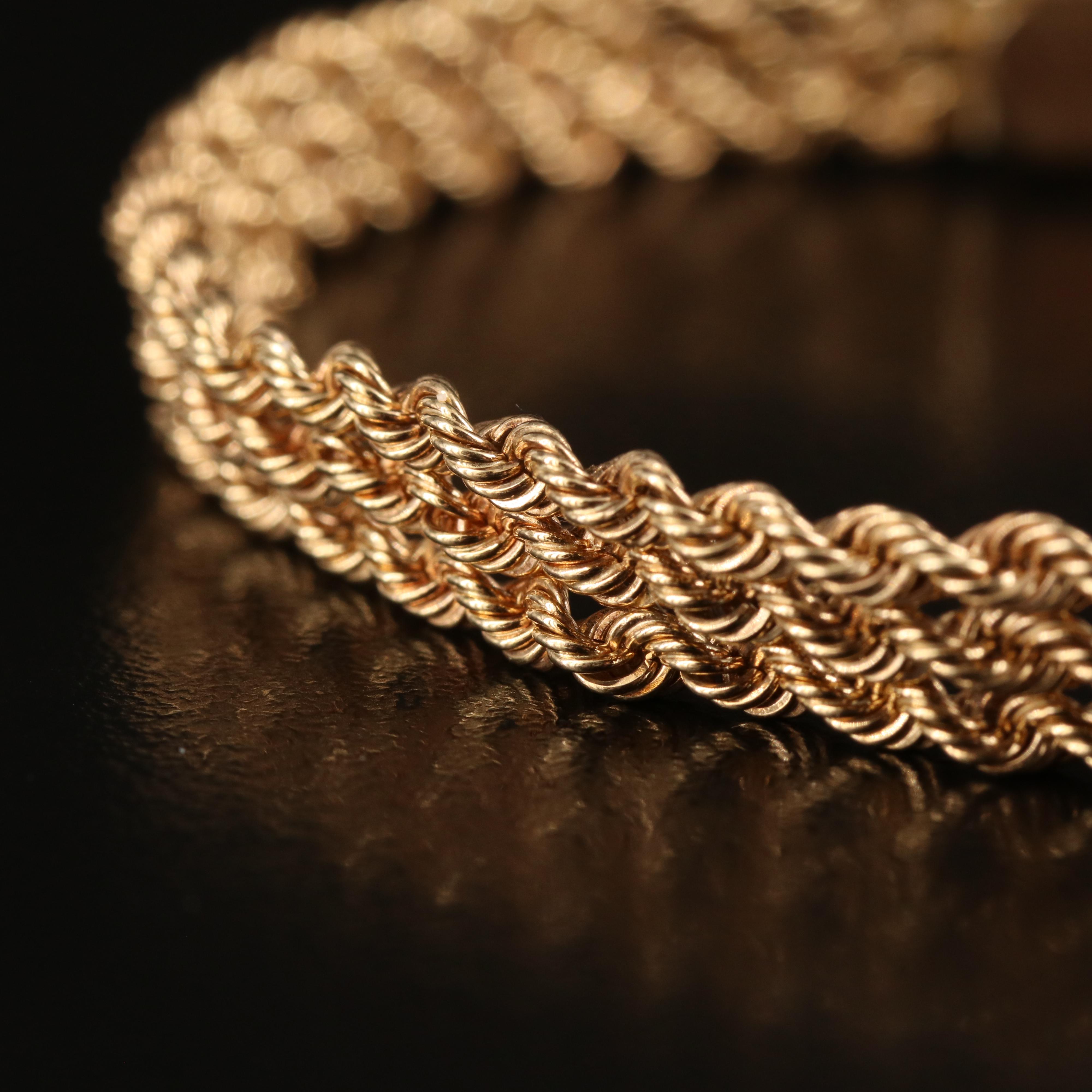 Vintage 14K Triple Rope Chain Bracelet | EBTH