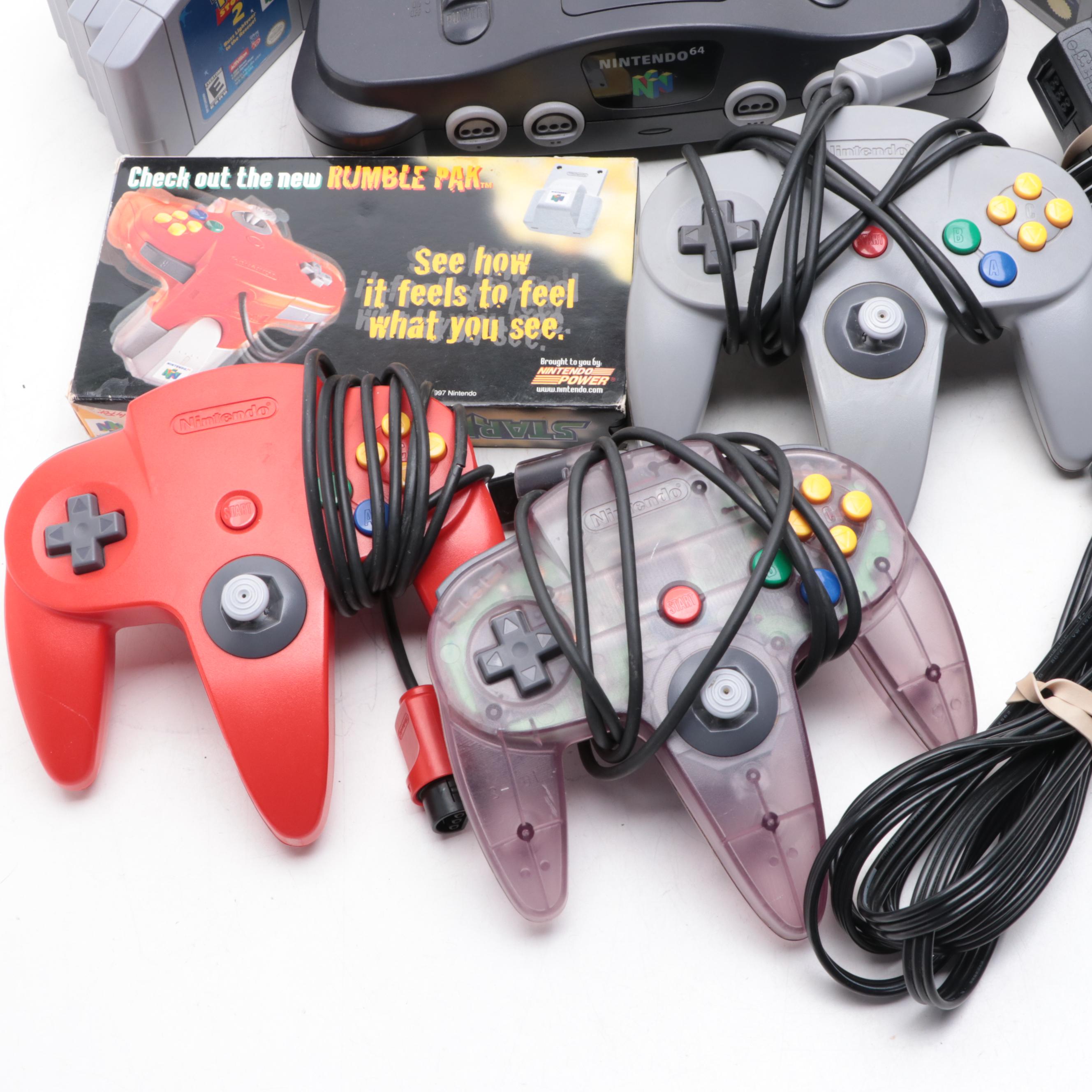 Nintendo 64 Game Console with Games, Controllers, Tilt Pak and More | EBTH