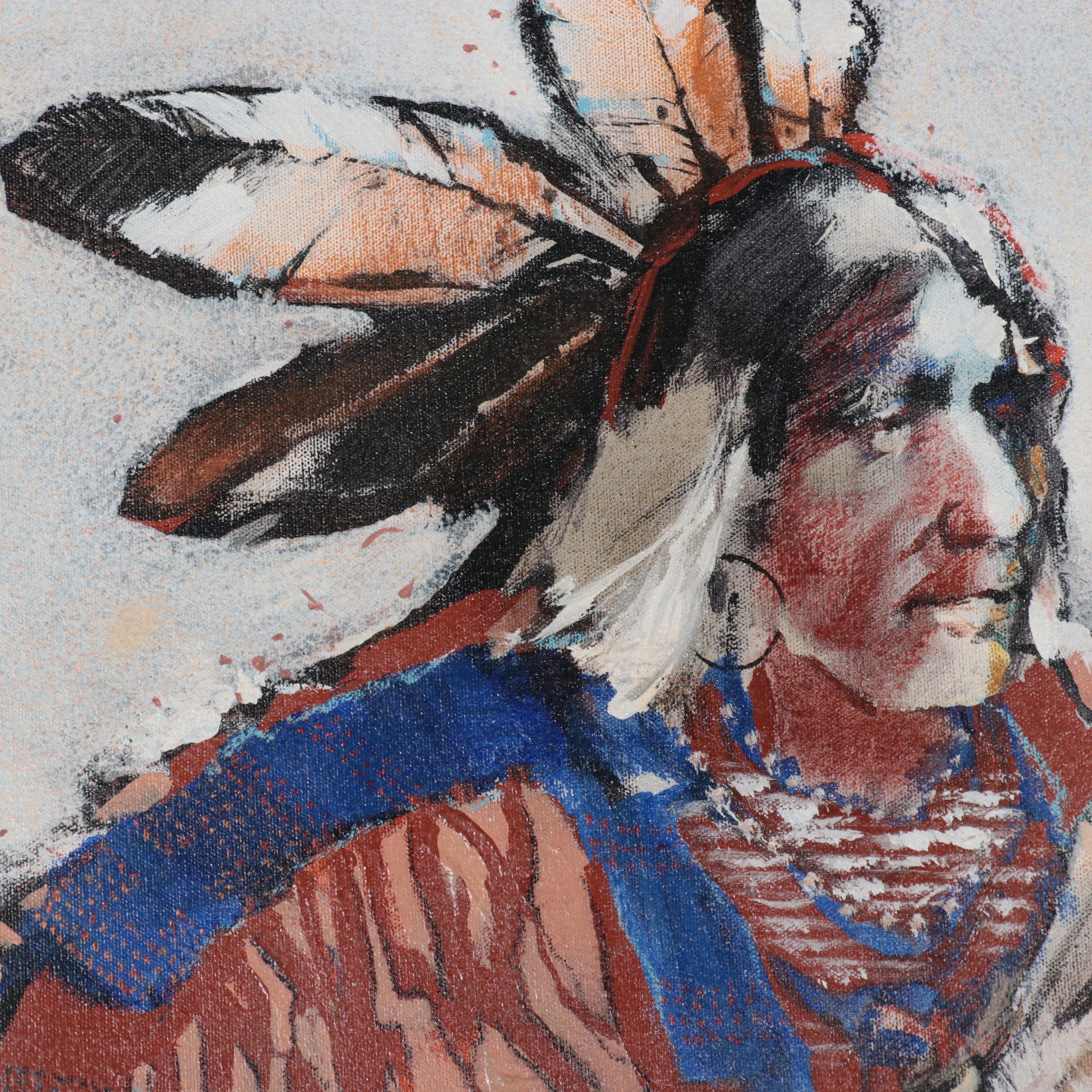 Frank Zamora Oil Painting "Proud Indian" | EBTH