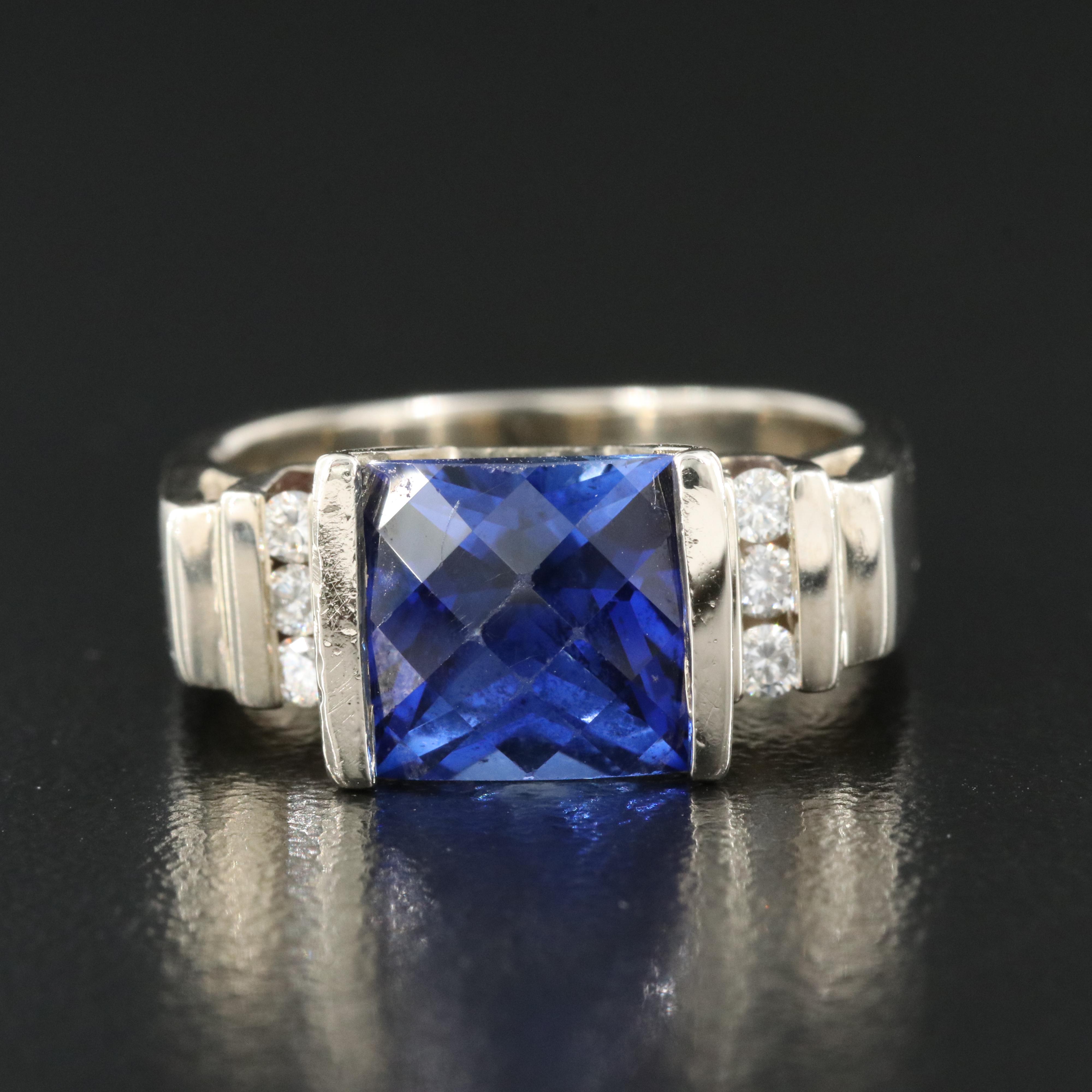 14K Sapphire and Diamond Channel Set Ring | EBTH