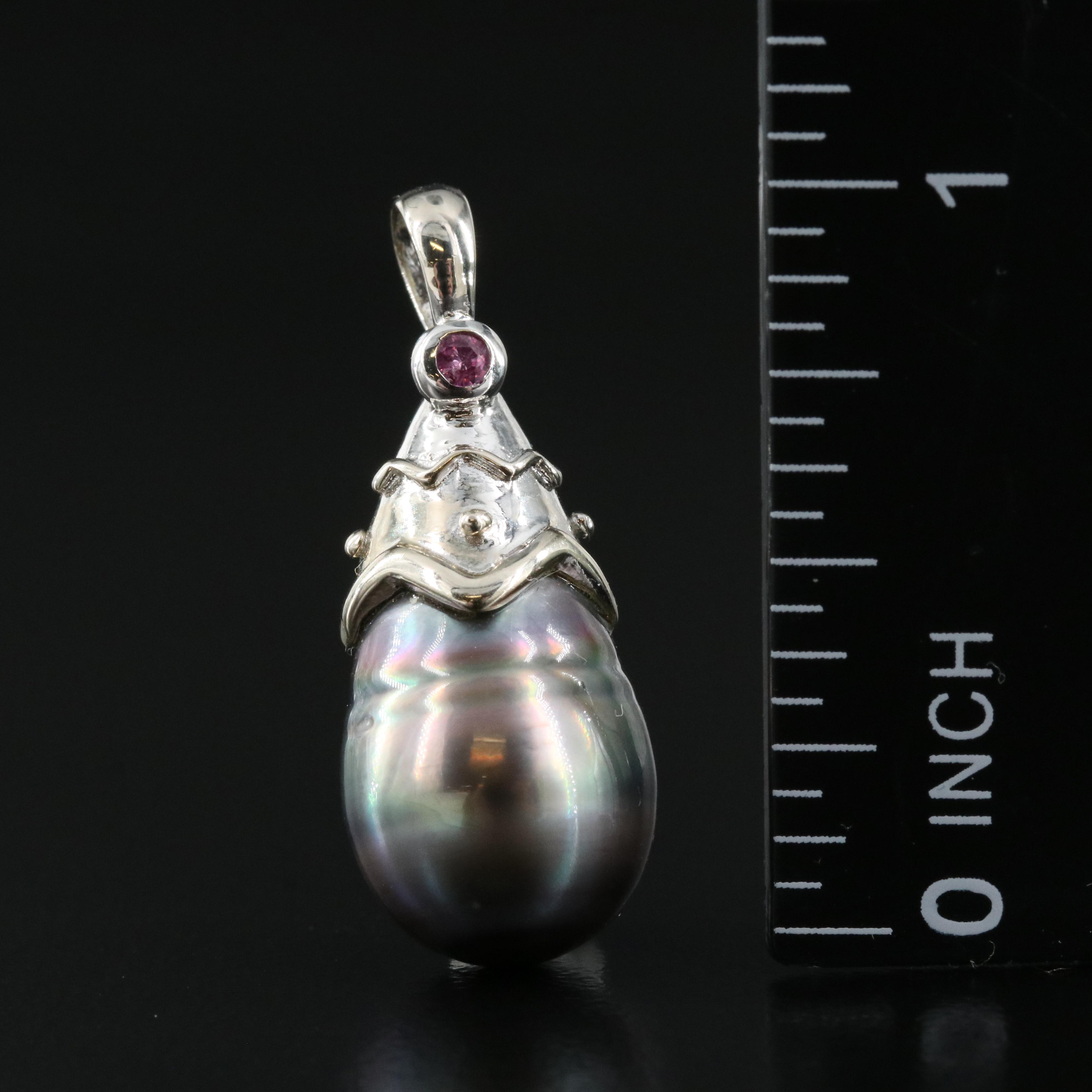 14K Pearl and Ruby Pendant | EBTH