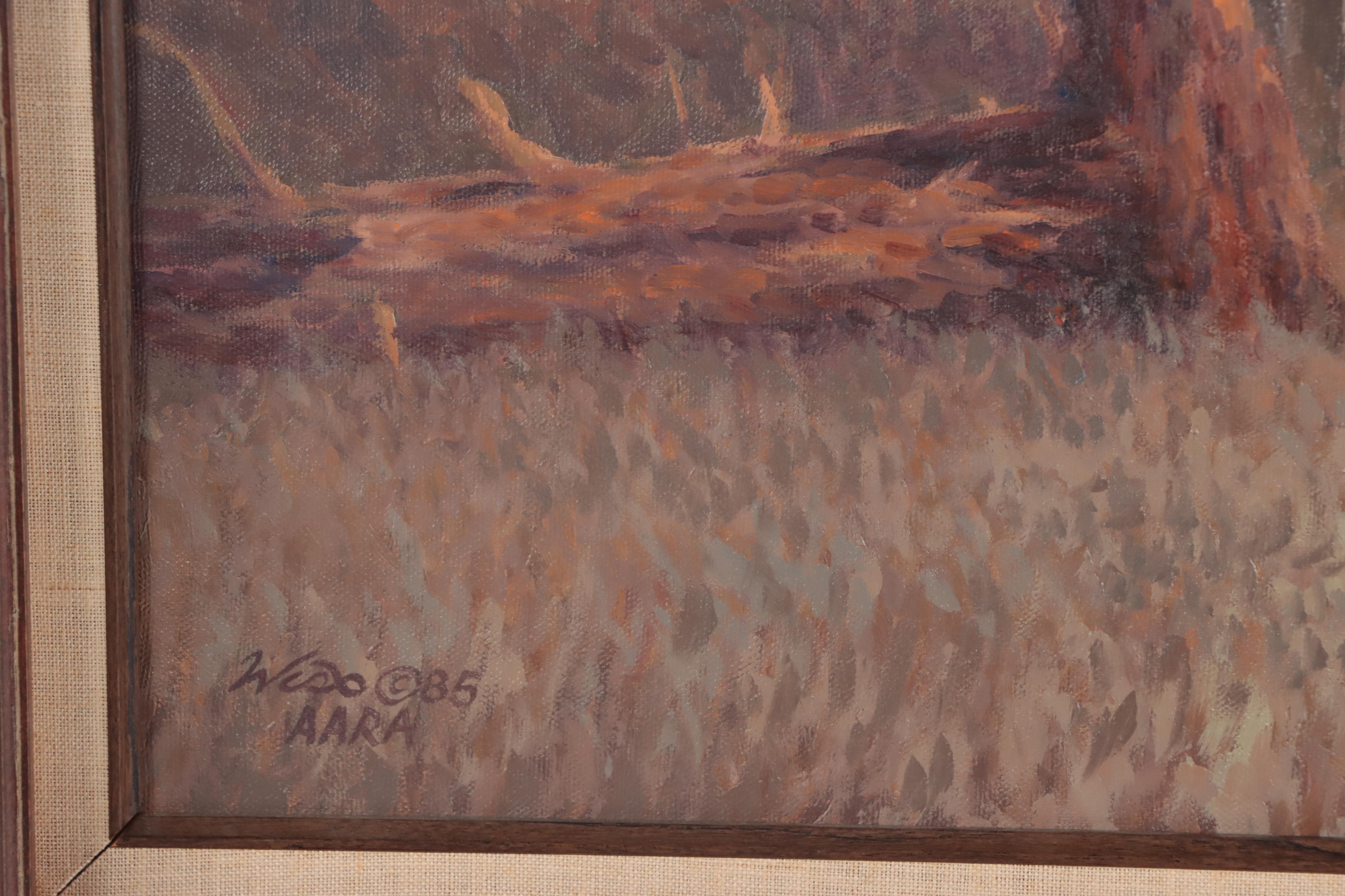 George Wise Oil Painting of Moose in Landscape, 1985 | EBTH