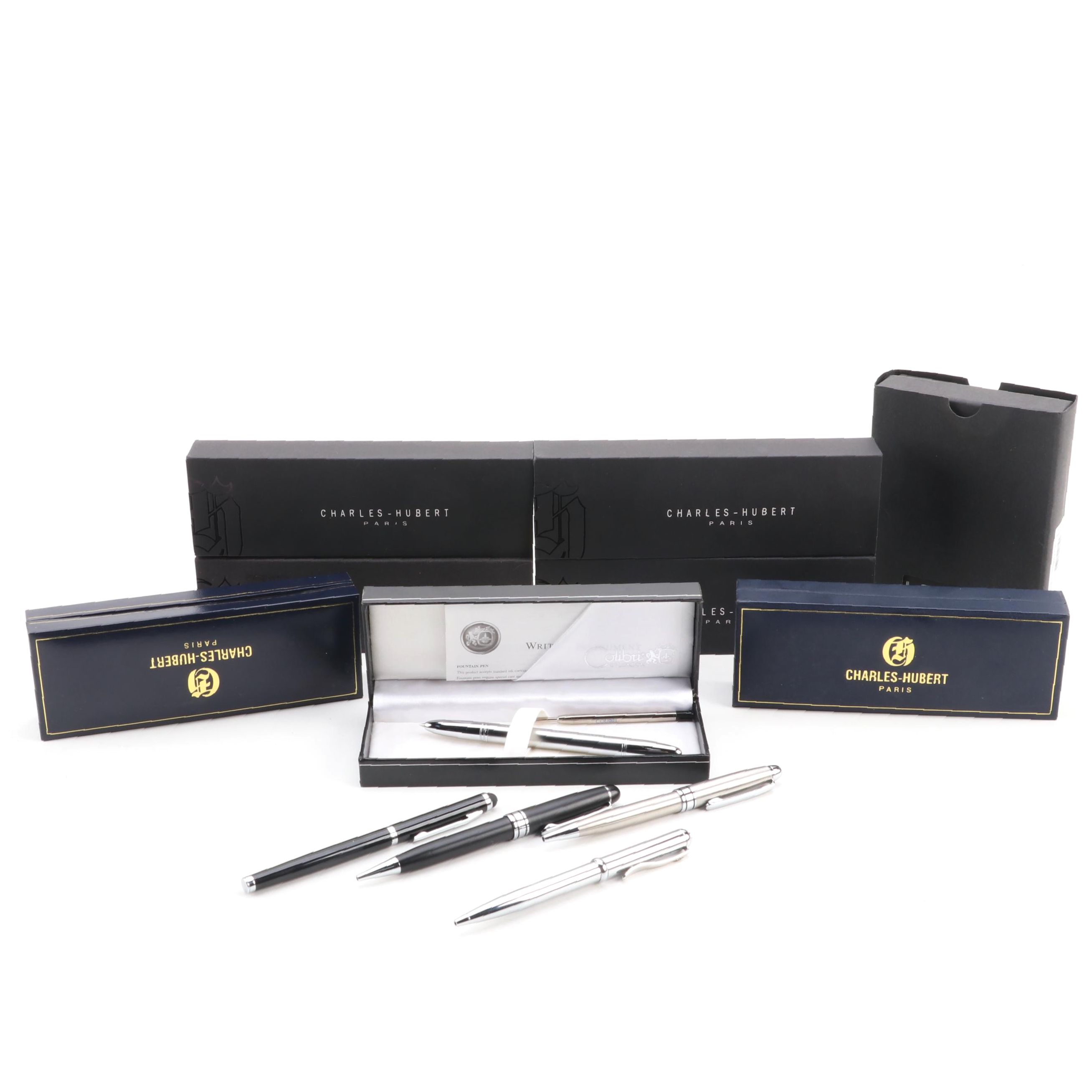 Charles-Hubert Fountain and Colibri Ballpoint Pens with Lotus "Vertigo ...