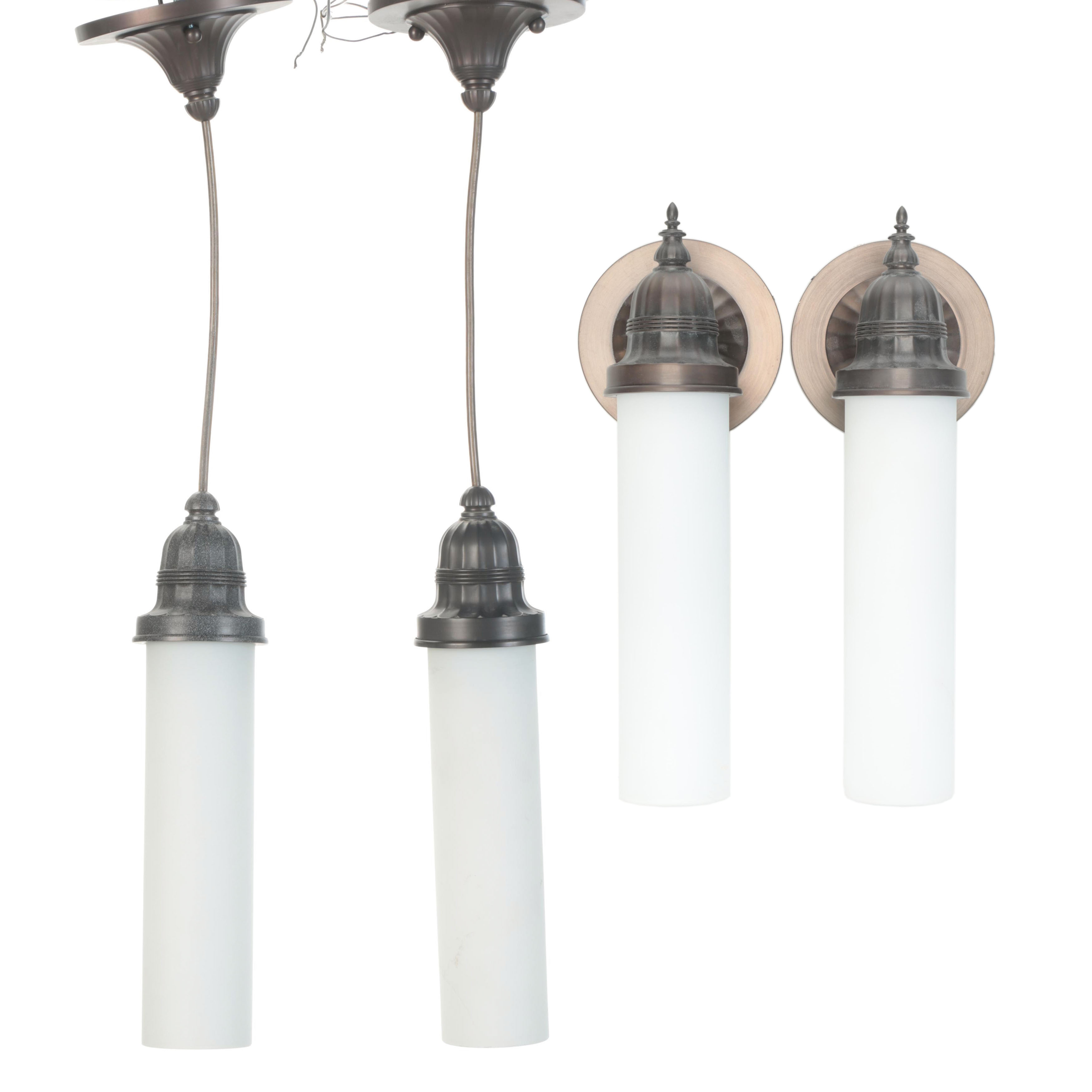 Encompass Lighting Group Glass and Metal Wall Sconces and Pendant ...