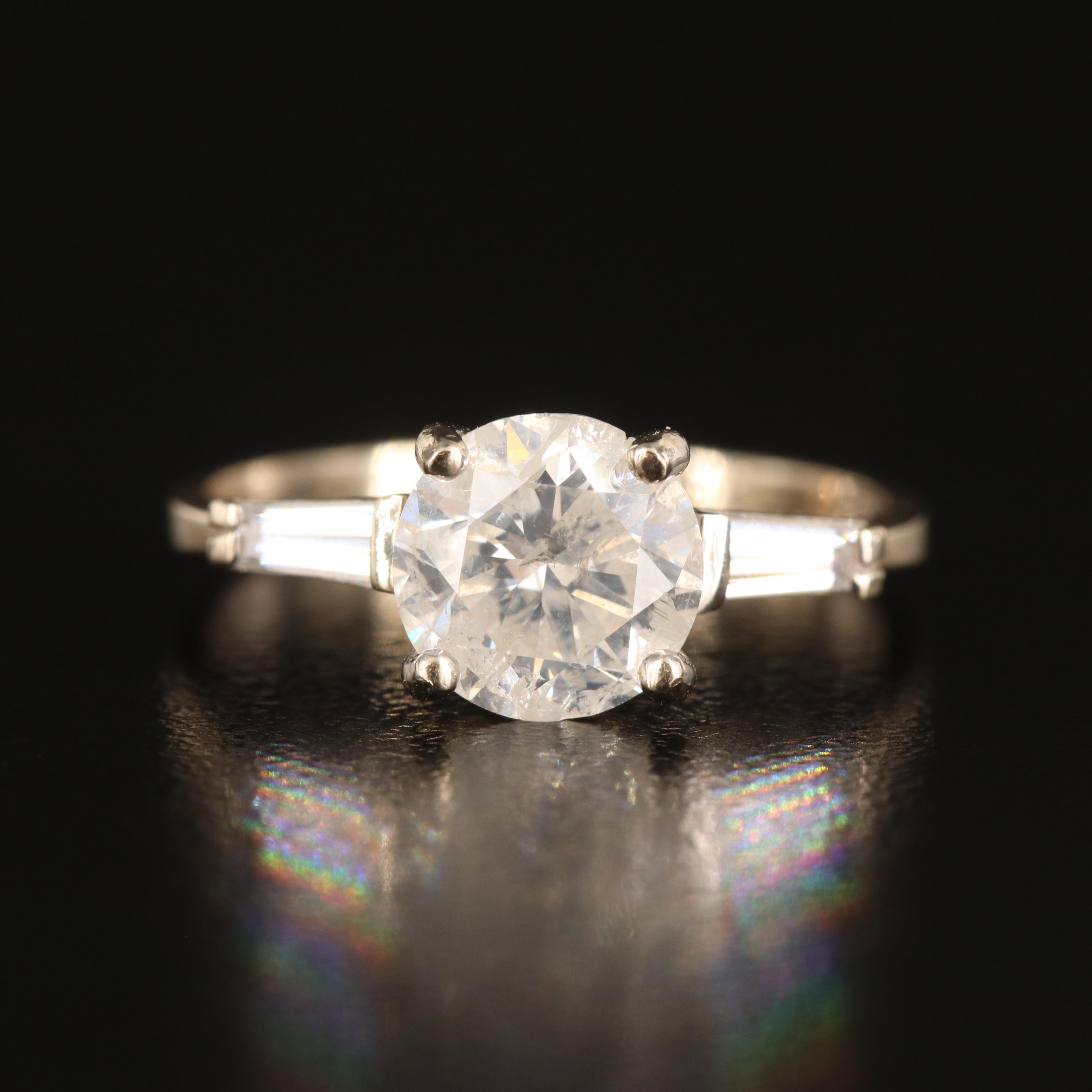 14K White Gold Diamond and Cubic Zirconia Three Ring Bridal Set | EBTH