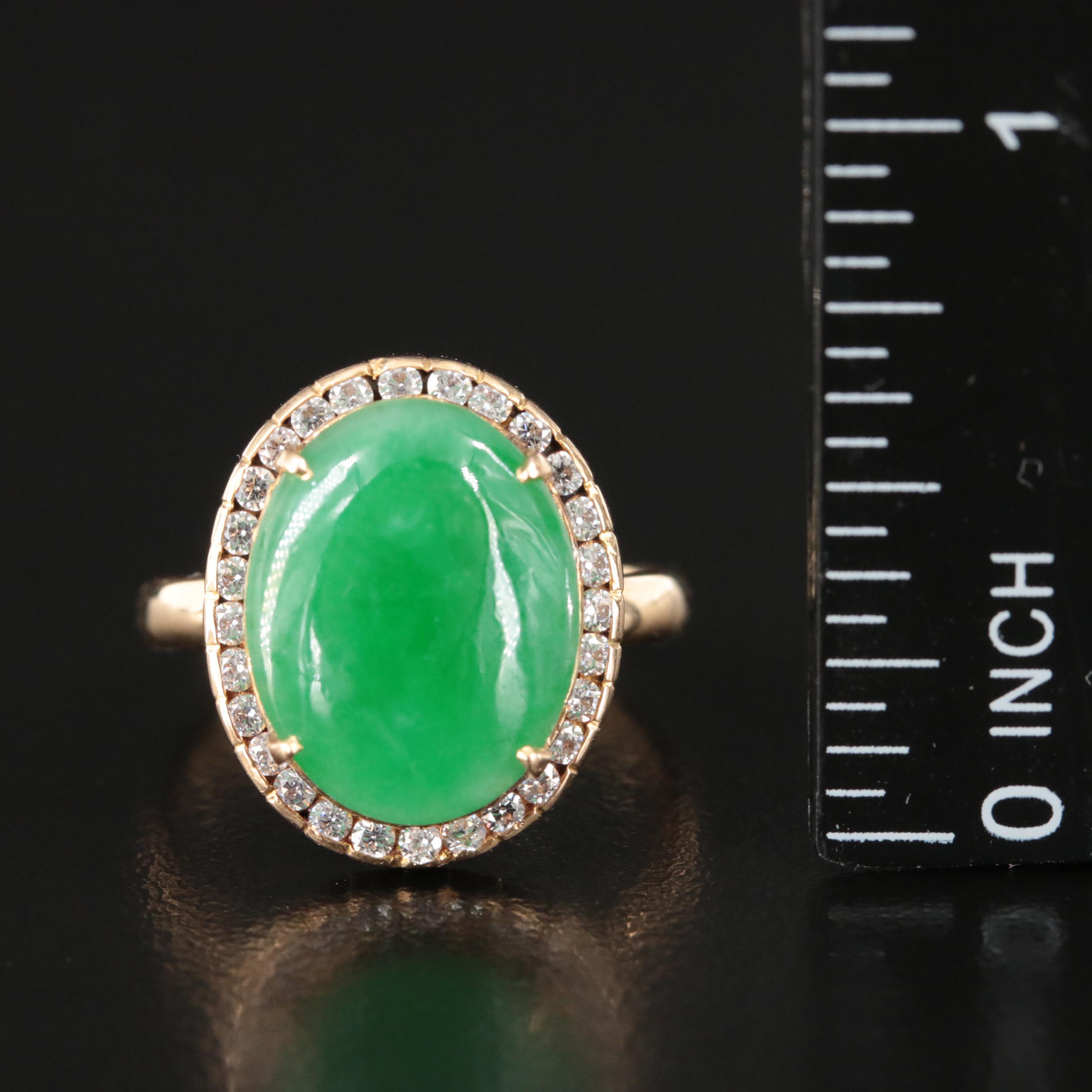 18K Jadeite and Cubic Zirconia Ring | EBTH