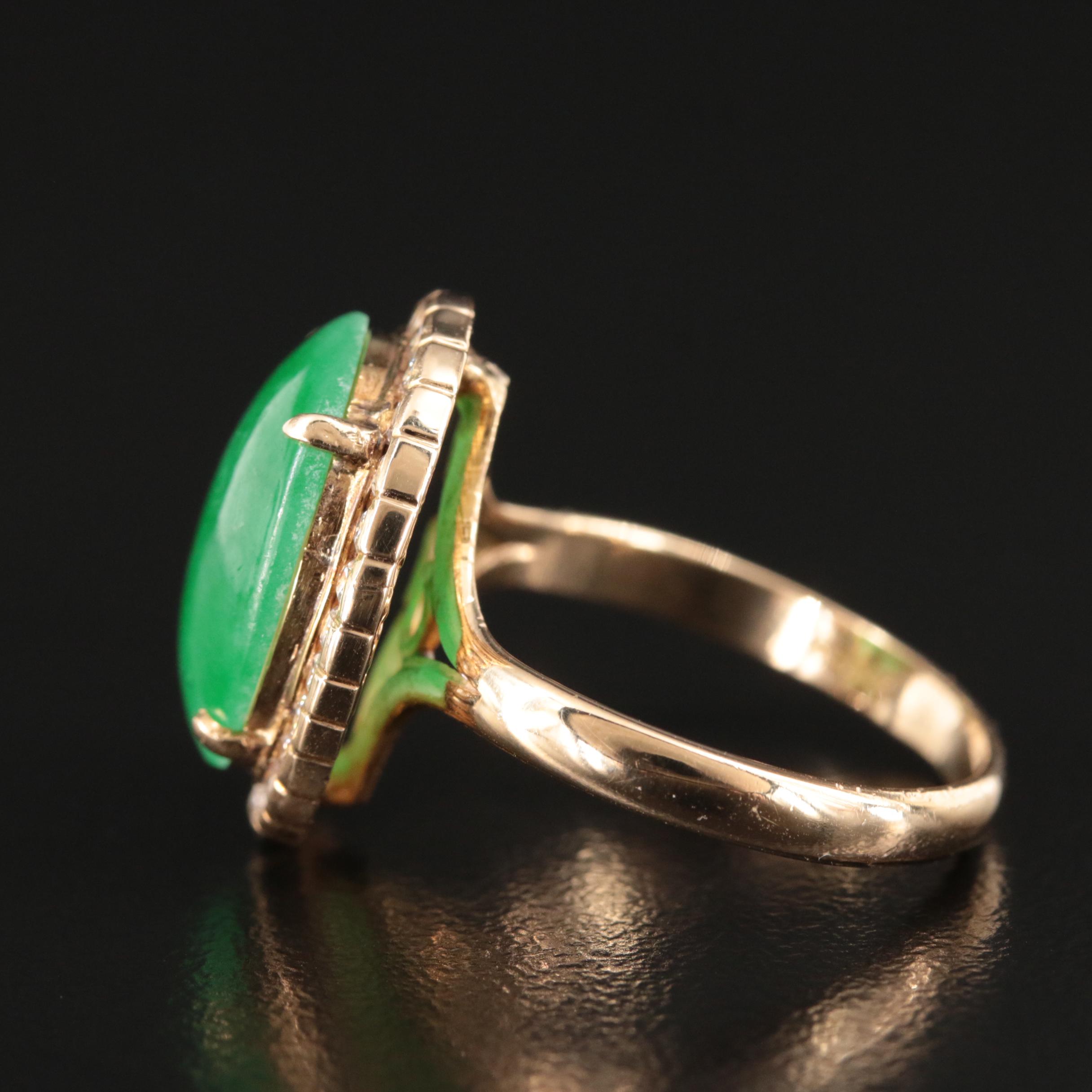 18K Jadeite and Cubic Zirconia Ring | EBTH