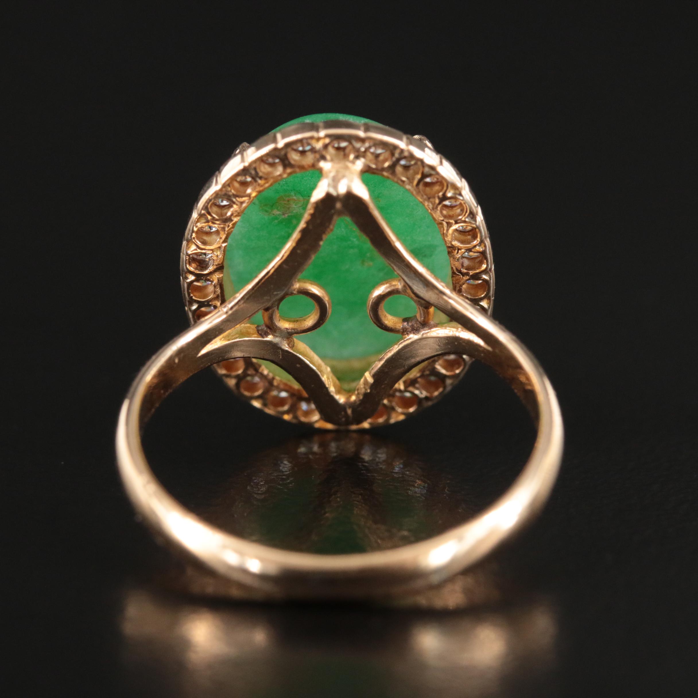 18K Jadeite and Cubic Zirconia Ring | EBTH