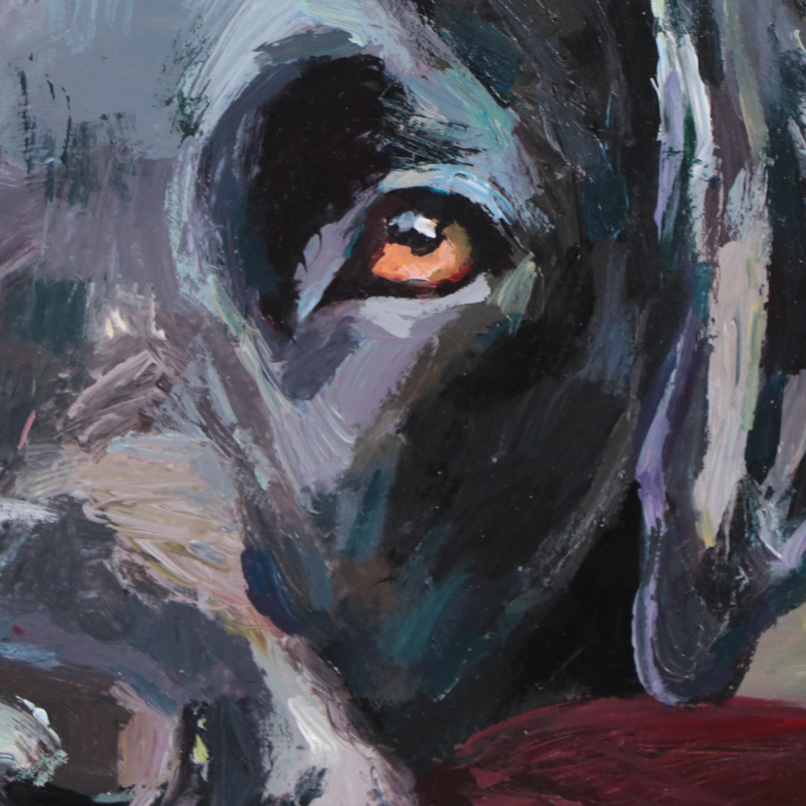 Adam Deda Oil Painting "Black Labrador," 2022 | EBTH