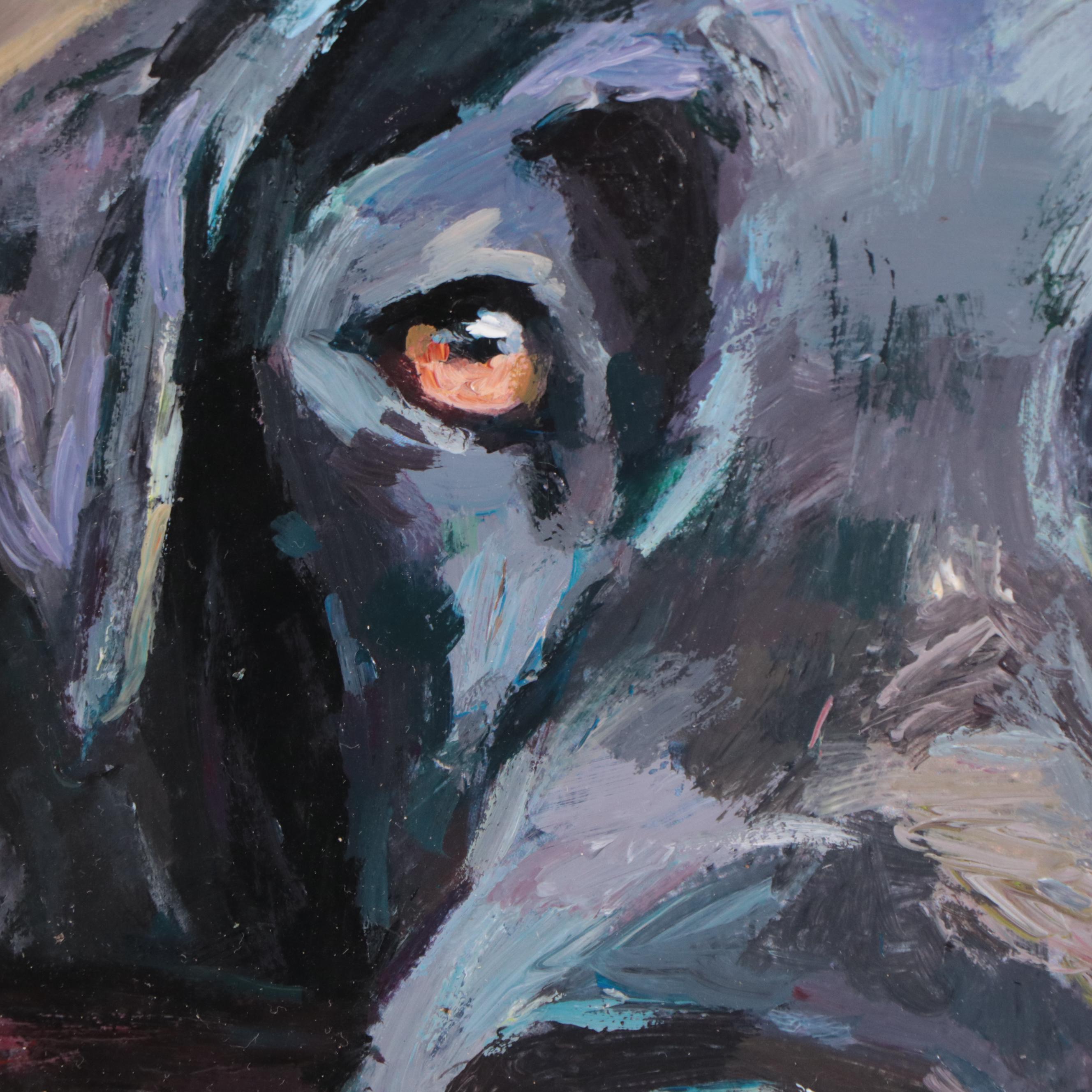 Adam Deda Oil Painting "Black Labrador," 2022 | EBTH