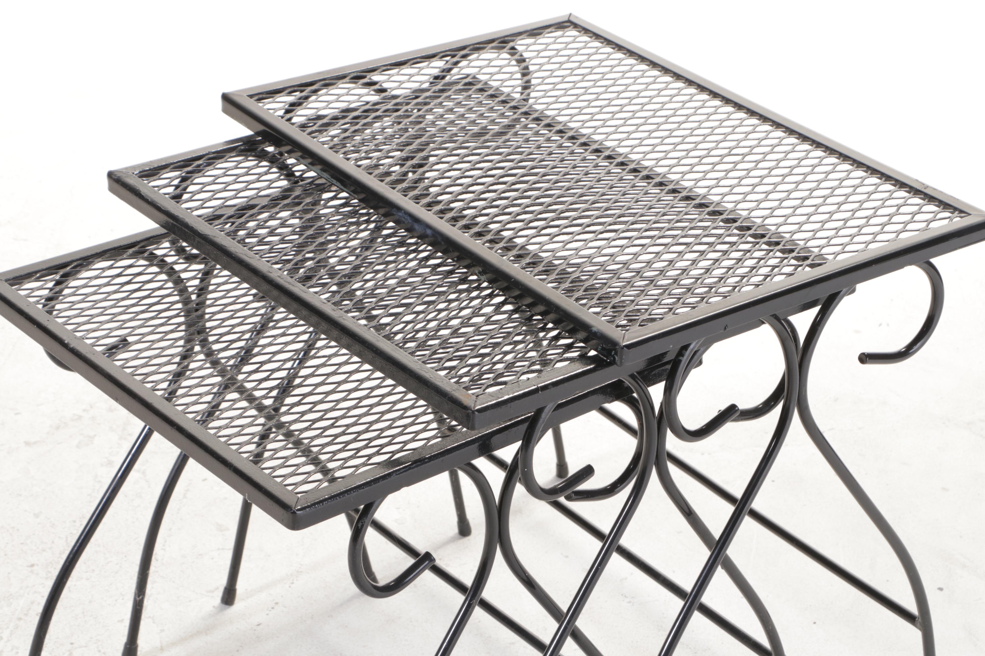 Six-Piece Black-Painted Iron and Wire Mesh Patio Furniture Set | EBTH