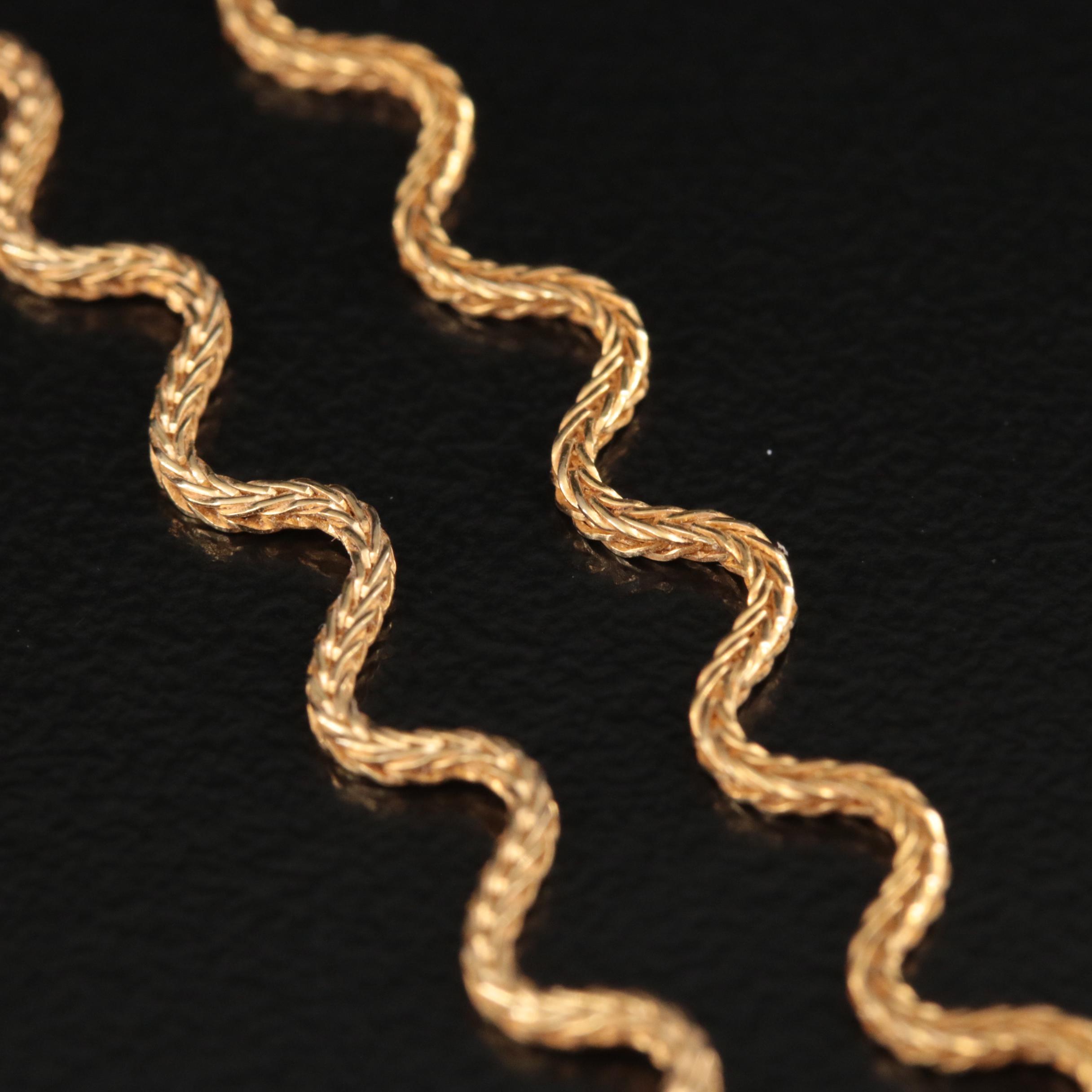 Italian 14K Ric Rac Fox Tail Chain Necklace | EBTH