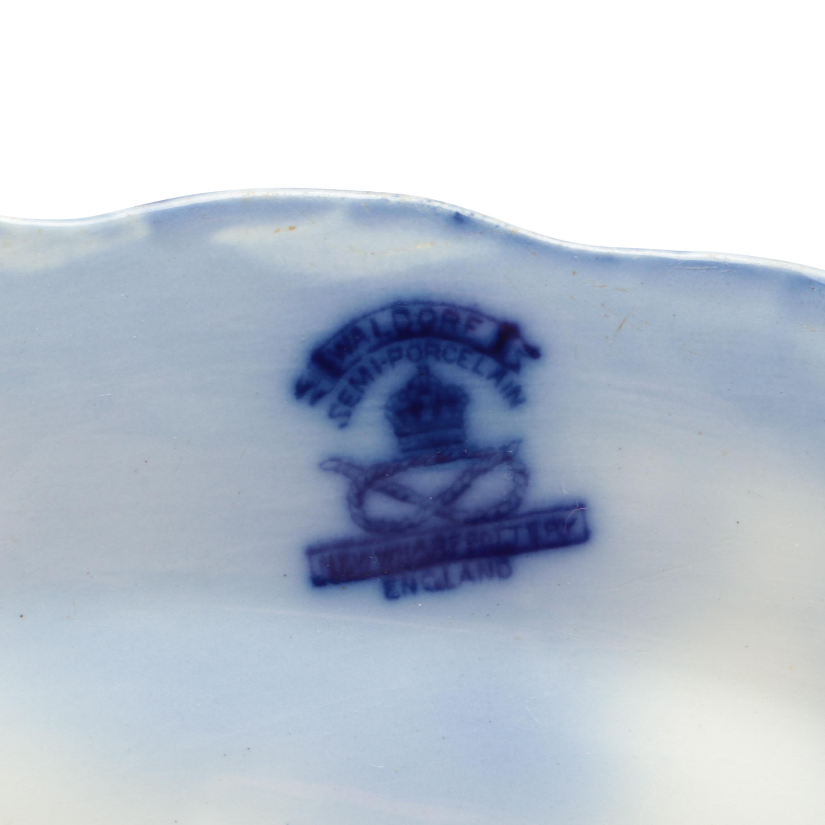 New Wharf Pottery "Waldorf" Oval Platter and Other English Flow Blue ...