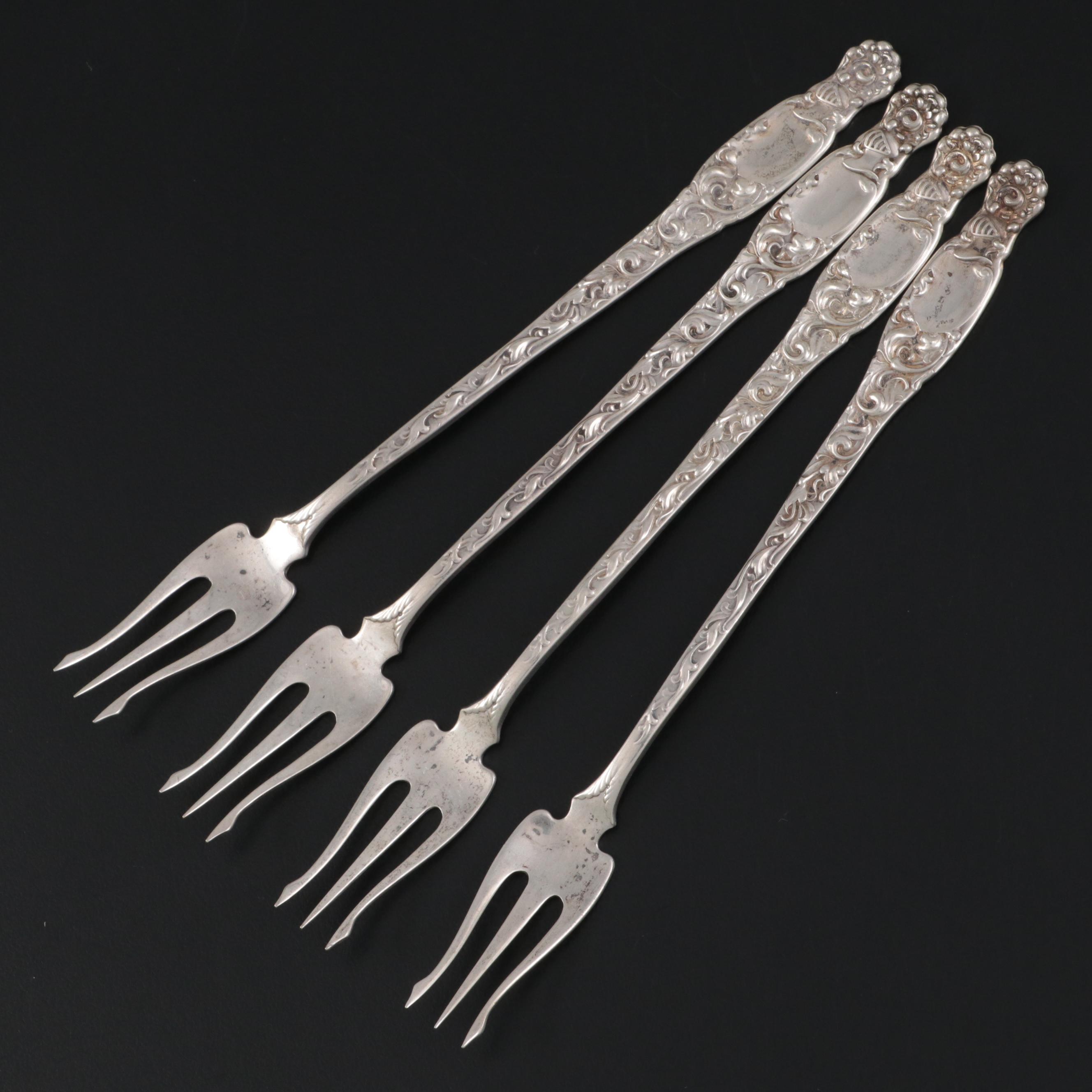 Whiting Mfg. Co. "Heraldic" Sterling Silver Cocktail Forks, Late 19th ...