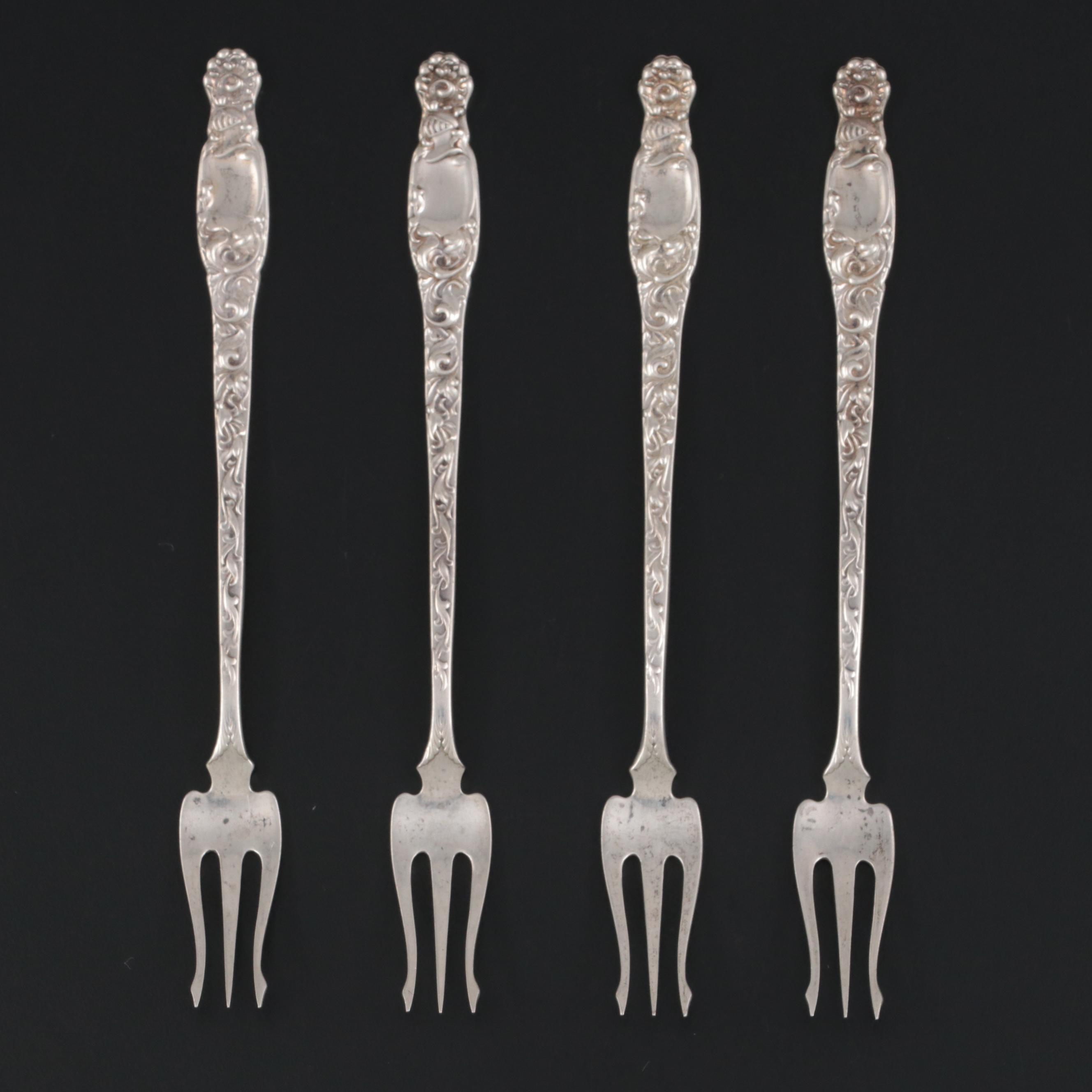 Whiting Mfg. Co. "Heraldic" Sterling Silver Cocktail Forks, Late 19th ...
