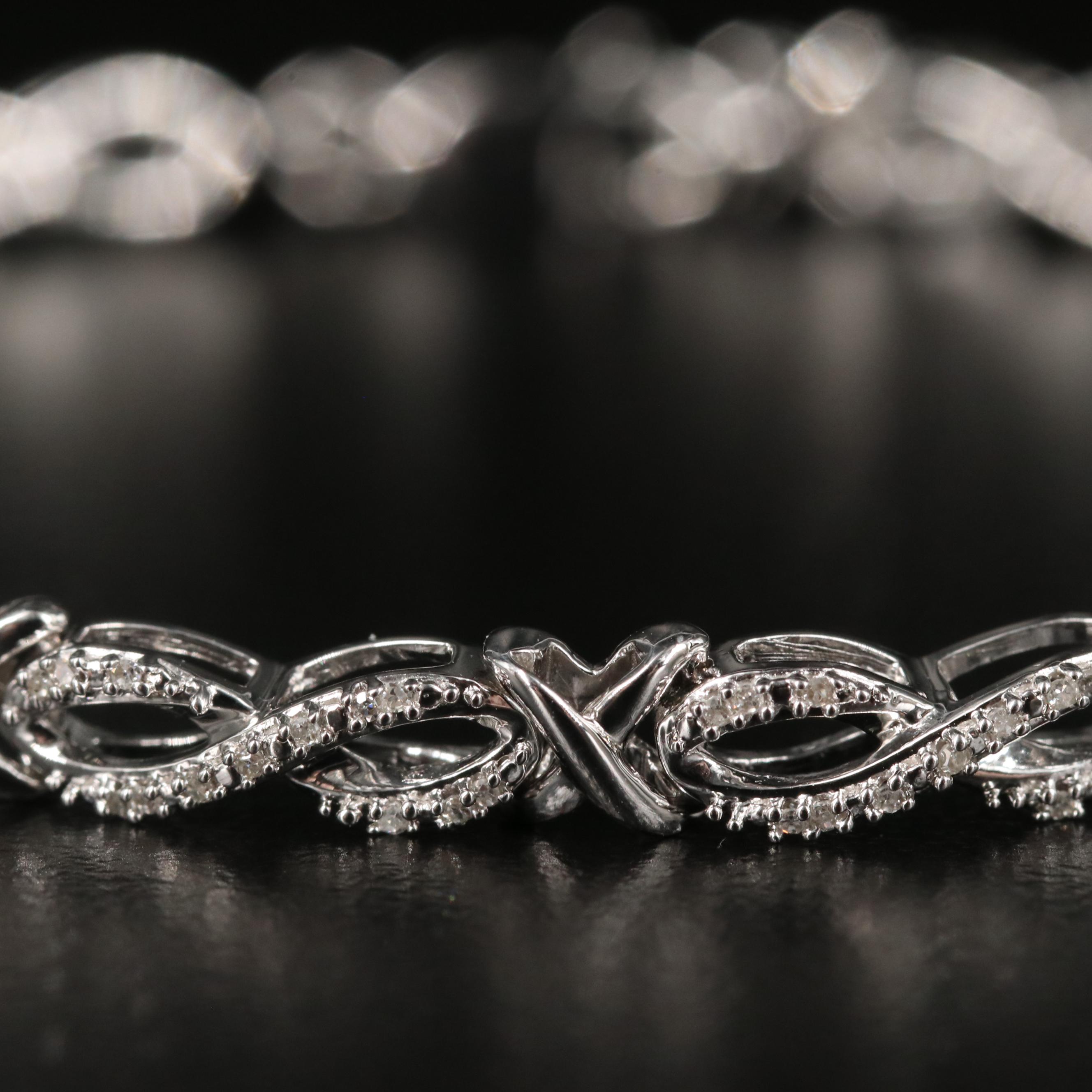 Sterling Diamond Infinity Link Bracelet | EBTH