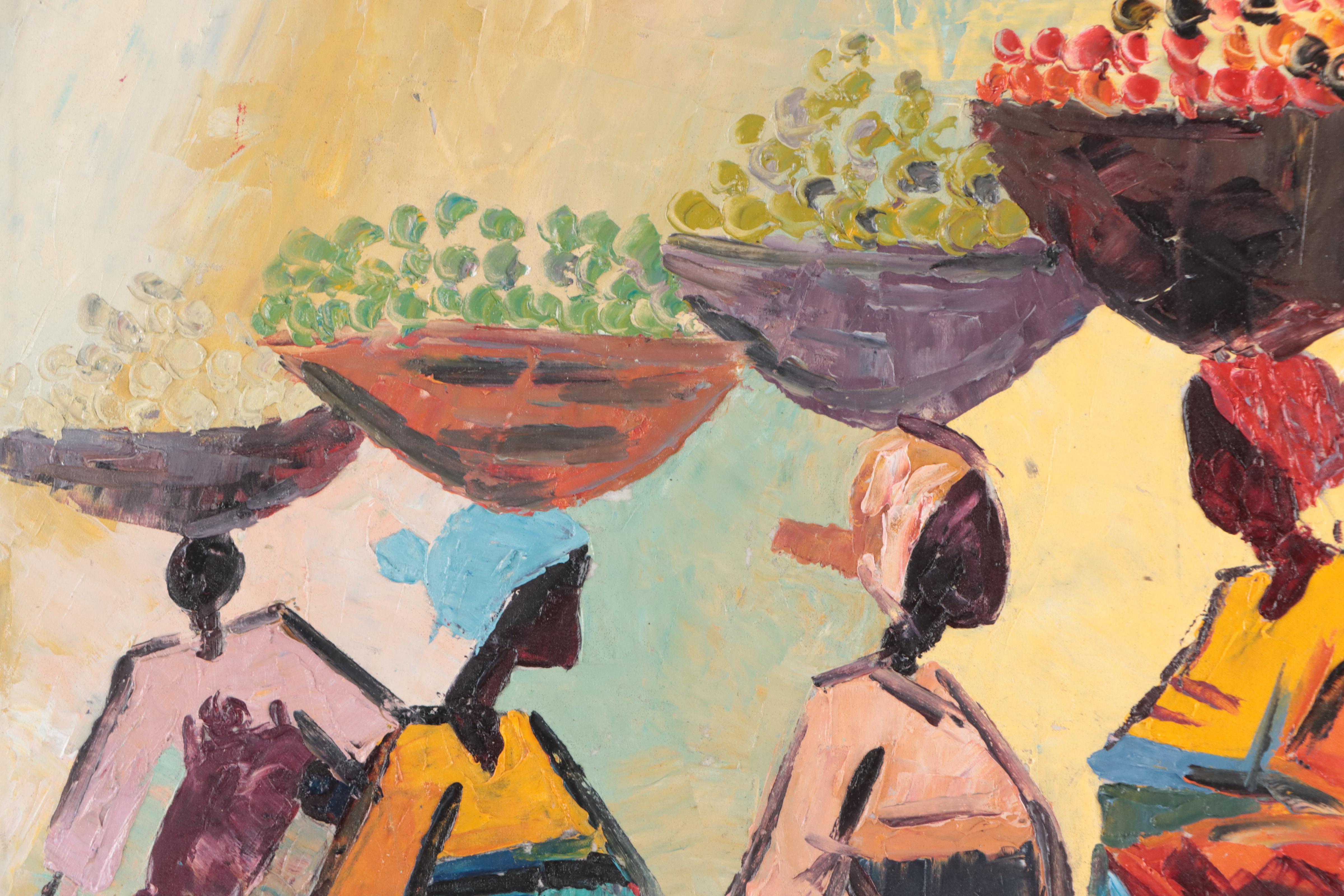 Bayo Ogundele Oil Painting "Market Mothers," 2023 | EBTH