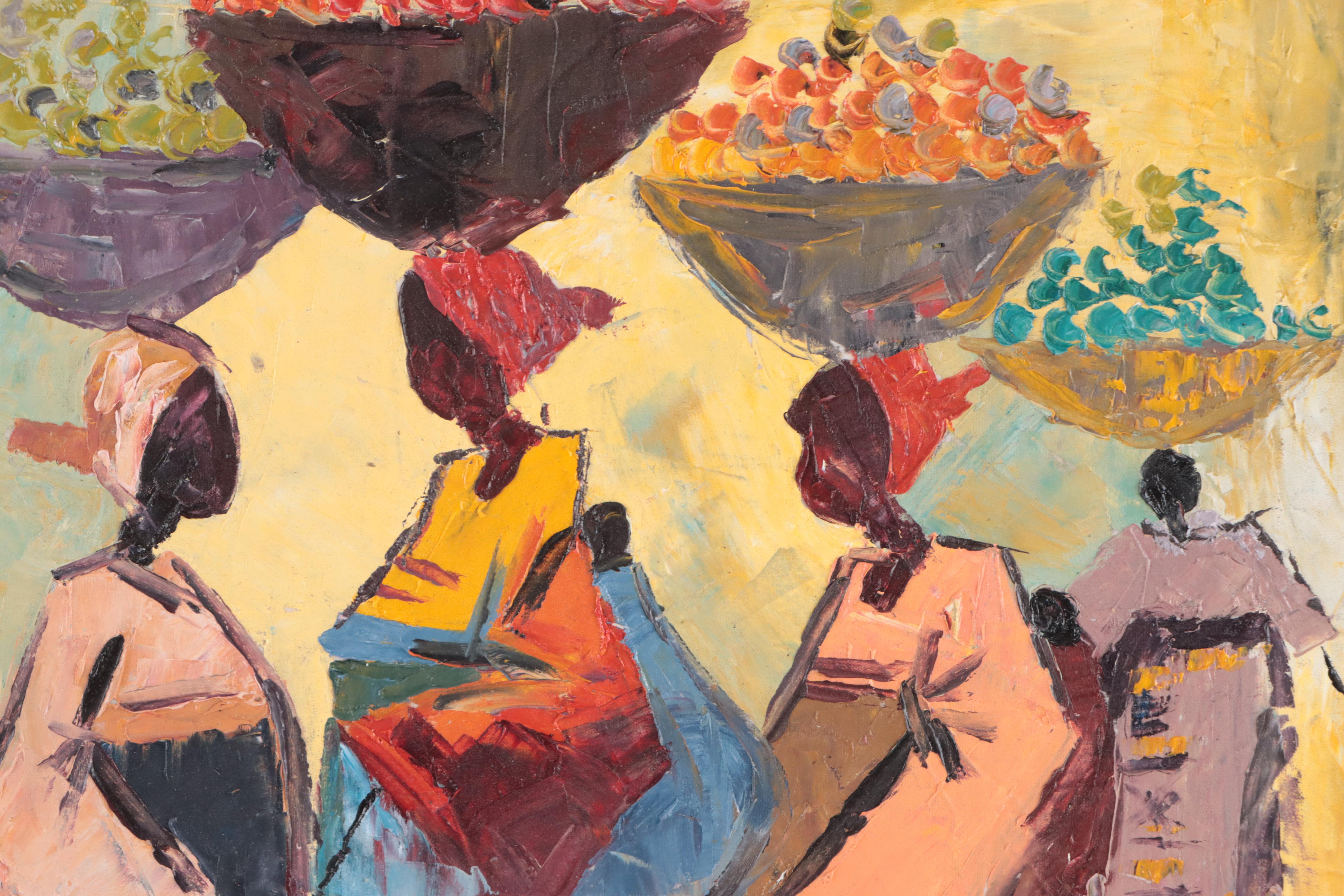 Bayo Ogundele Oil Painting "Market Mothers," 2023 | EBTH