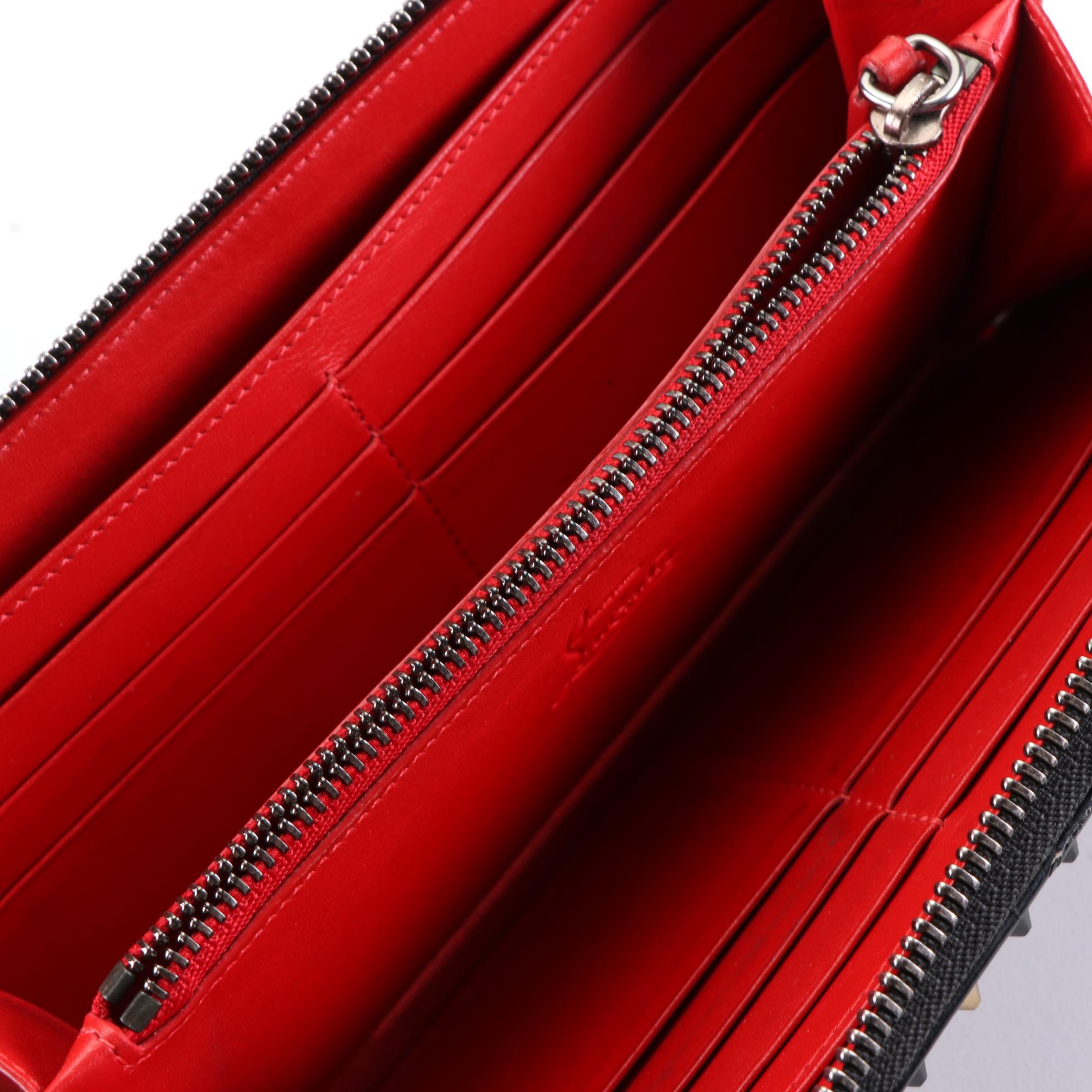 Christian Louboutin Spike Studded Zip Wallet in Leather | EBTH