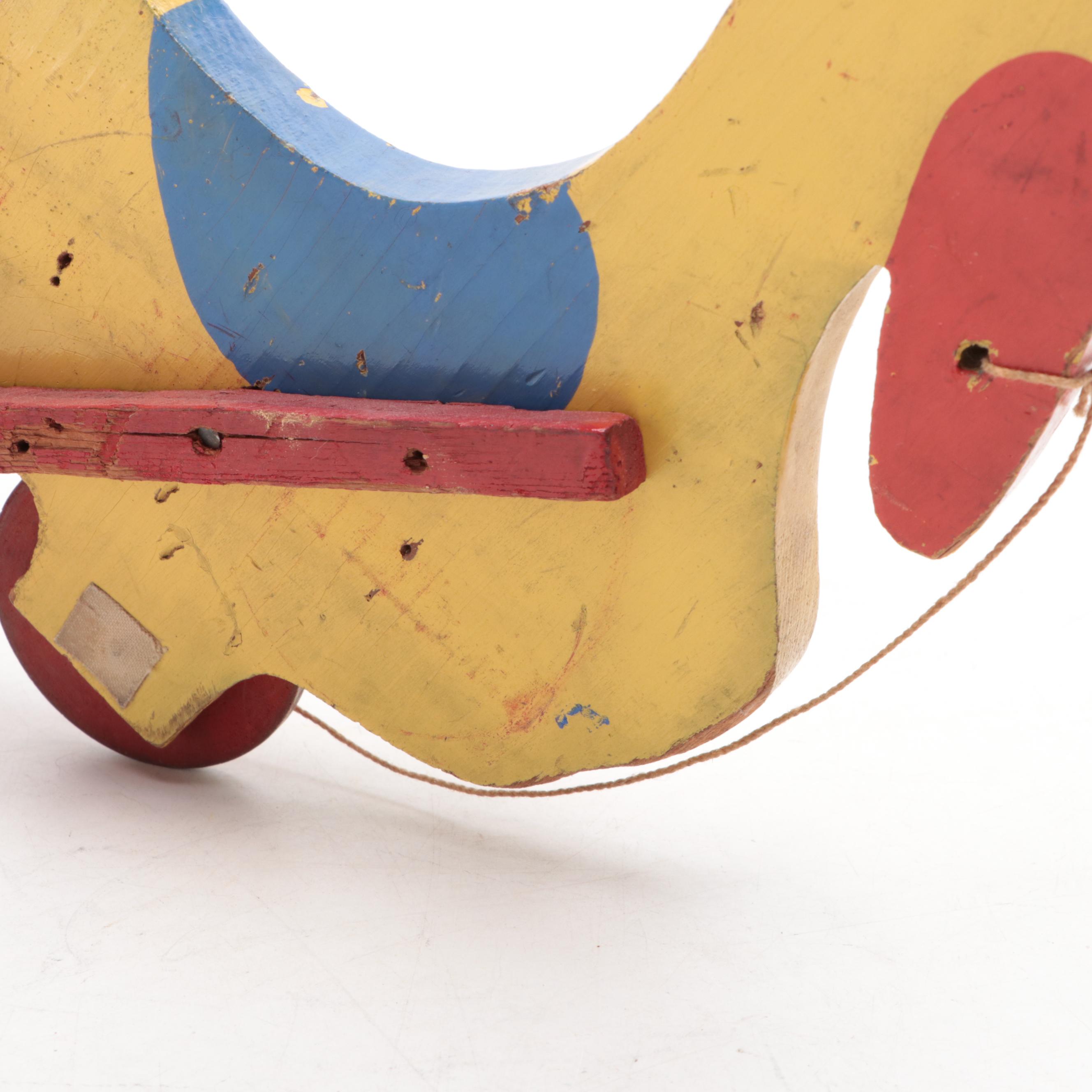 Wooden Pull Toy Duck Cart and Horse Wagon, Early to Mid-20th Century | EBTH