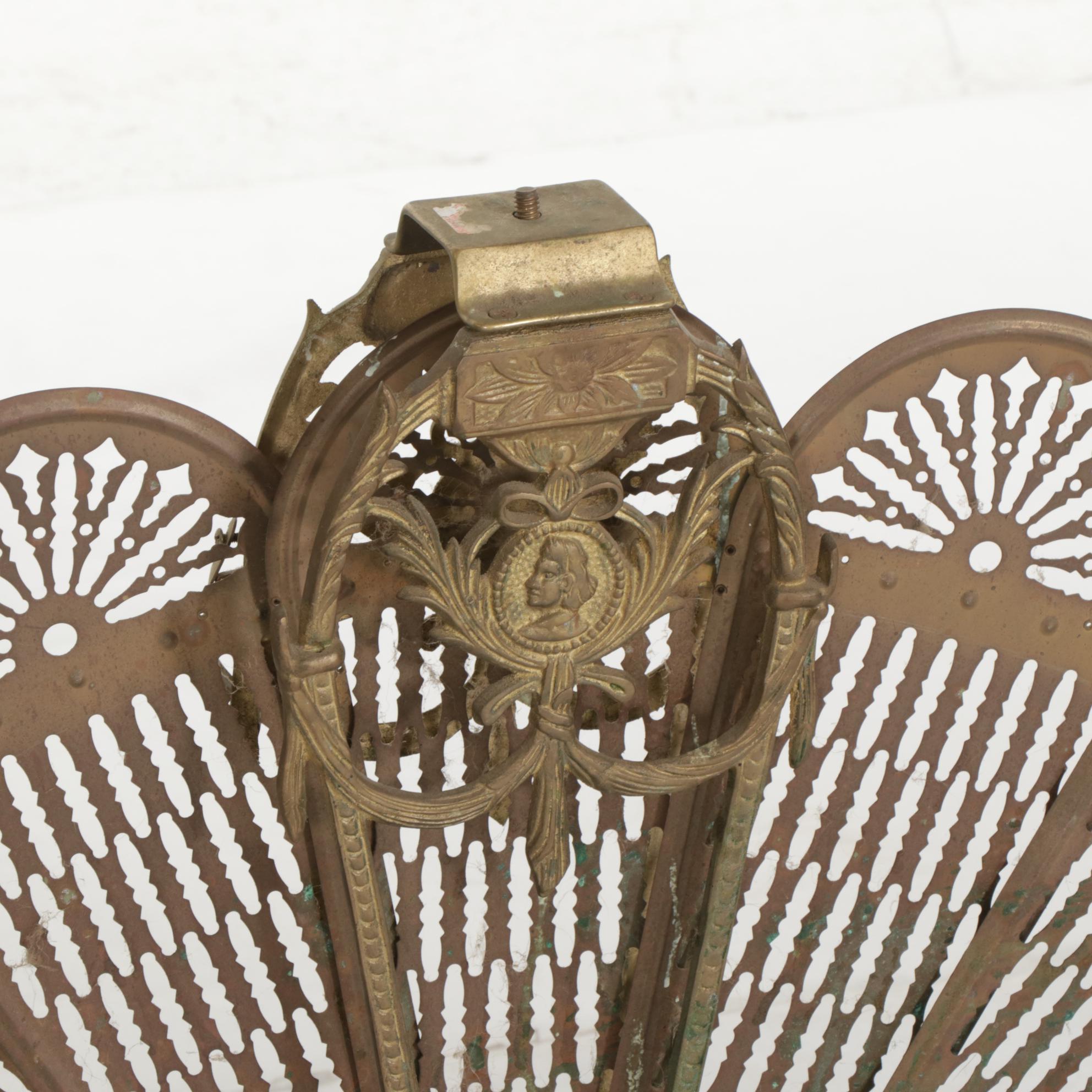 Pair of Brass Peacock Fireplace Screens, Early to Mid 20th Century | EBTH