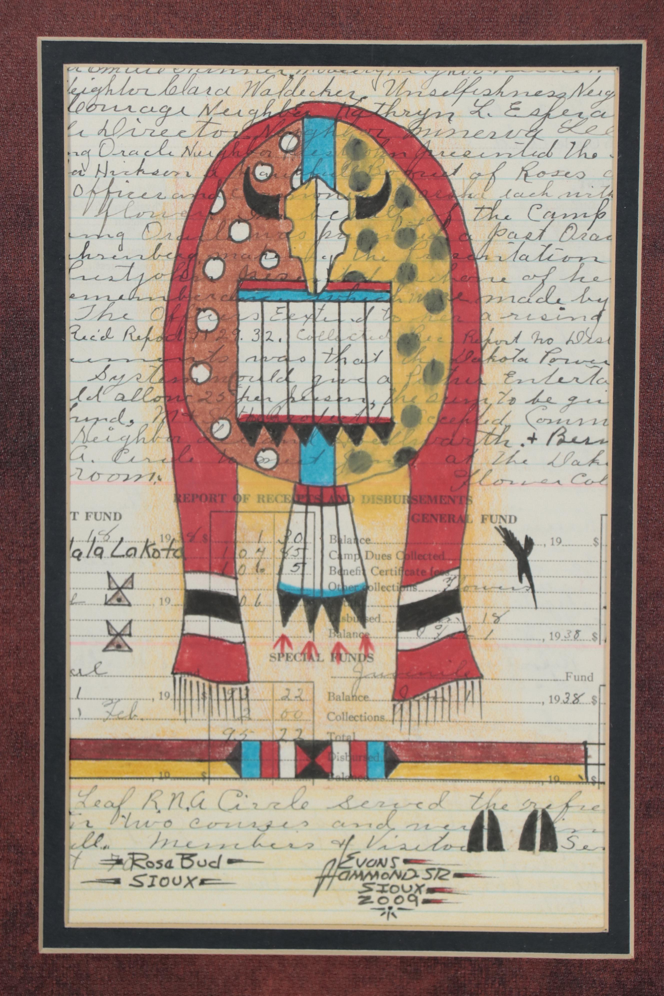 Evans Flammond Sr. Native American Mixed Media Drawing, 2009 | EBTH