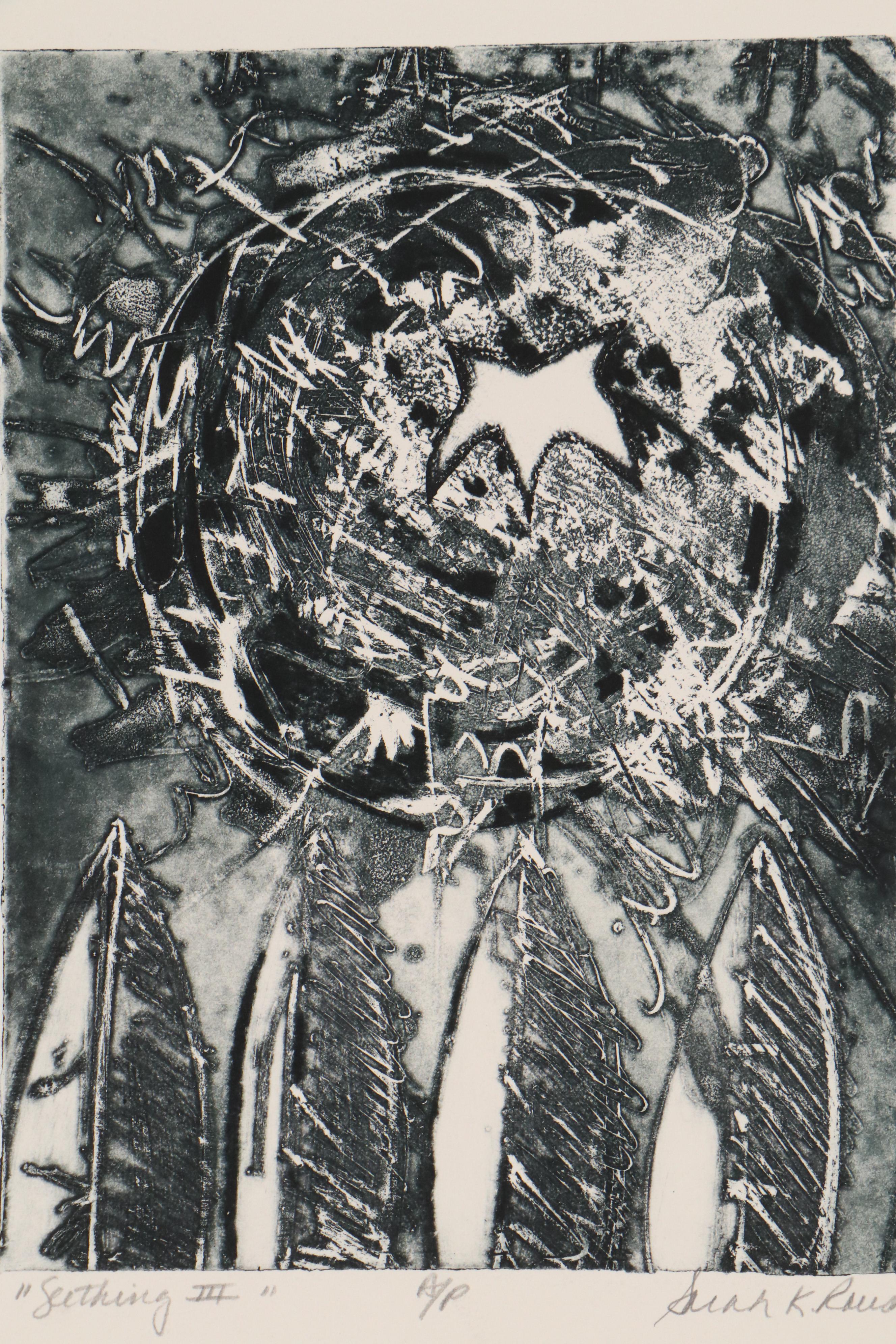 Sarah Roush Abstract Aquatint Etchings "Seething III," 1982 | EBTH