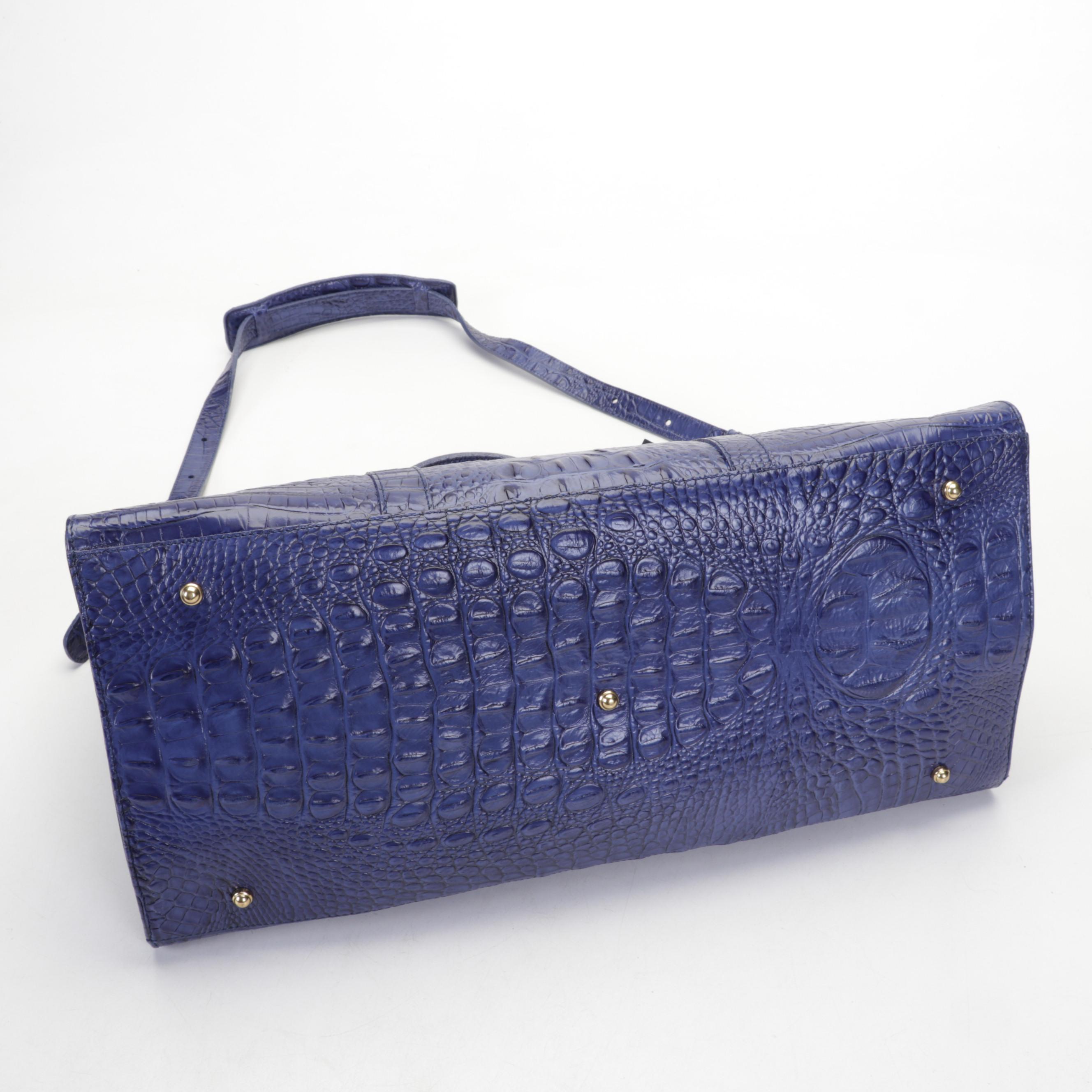 Brahmin Anywhere Weekender Bag In Lapis Melbourne Croc-Embossed Leather ...