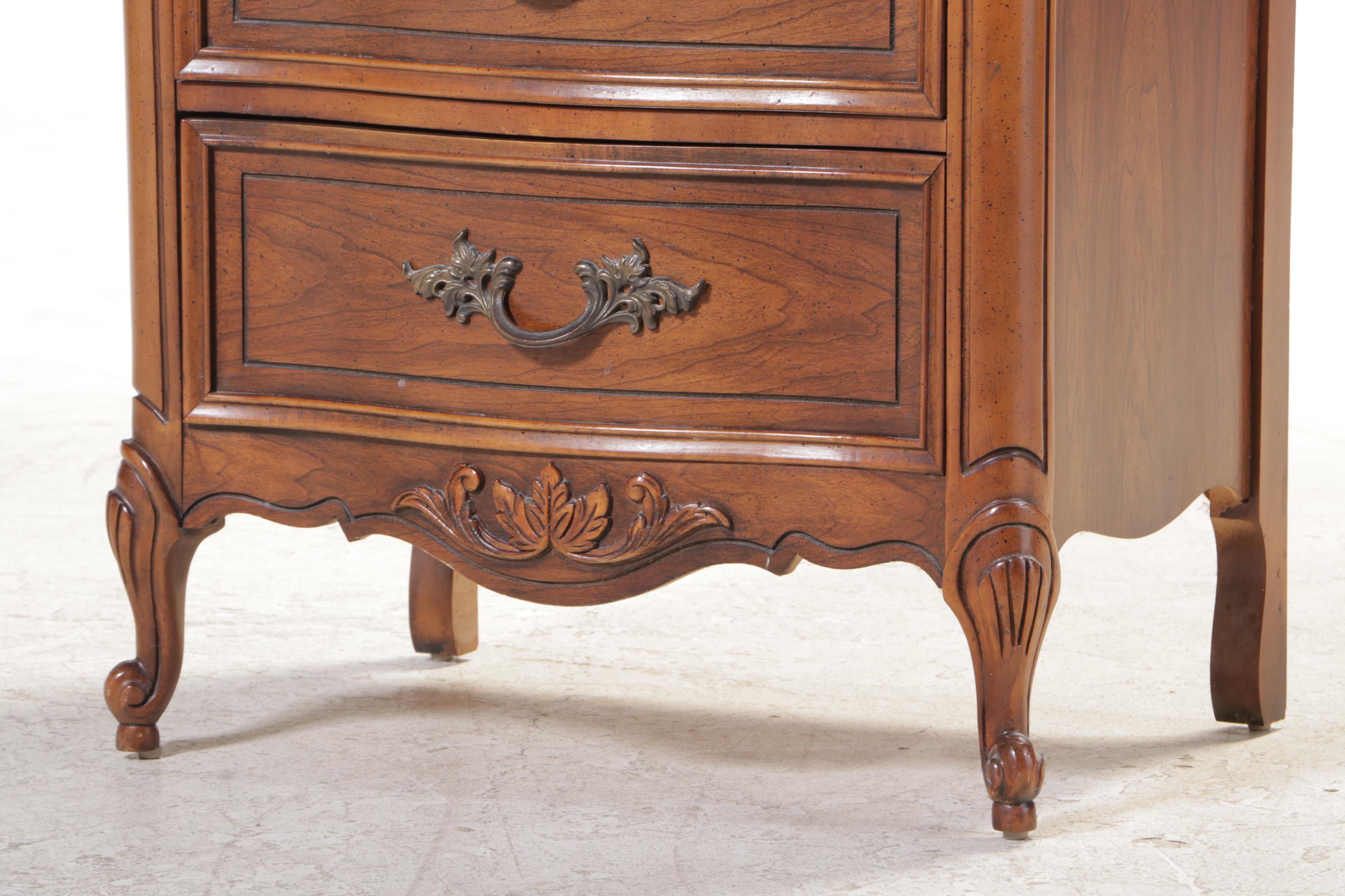 Dixie French Provincial Style Fruitwood-Stained Two-Drawer Nightstand ...
