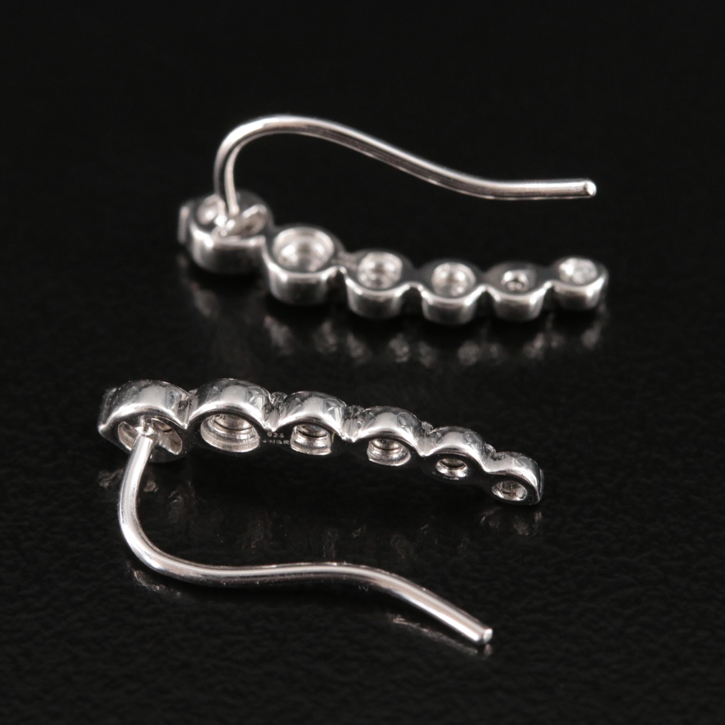 Sterling Graduated Diamond Ear Climbers | EBTH