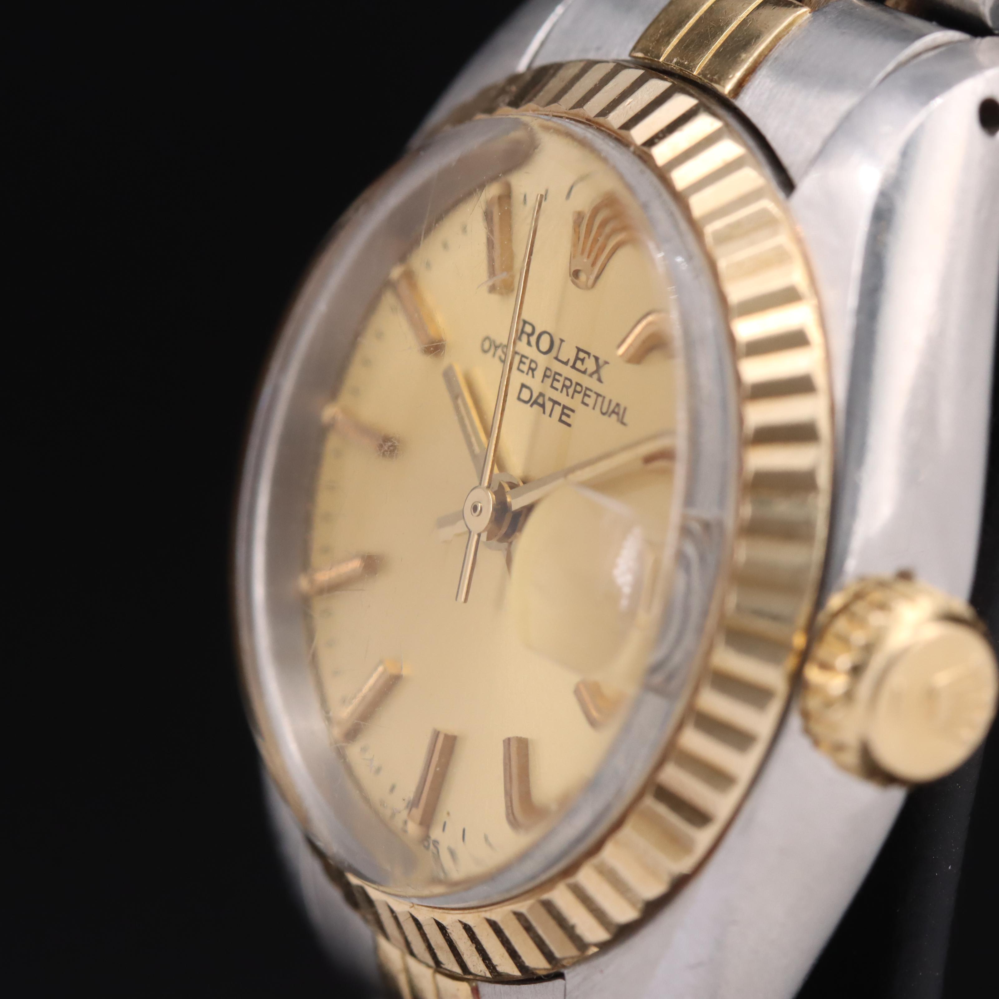 1981 Rolex Oyster Perpetual Date 18K and Stainless Steel Wristwatch | EBTH