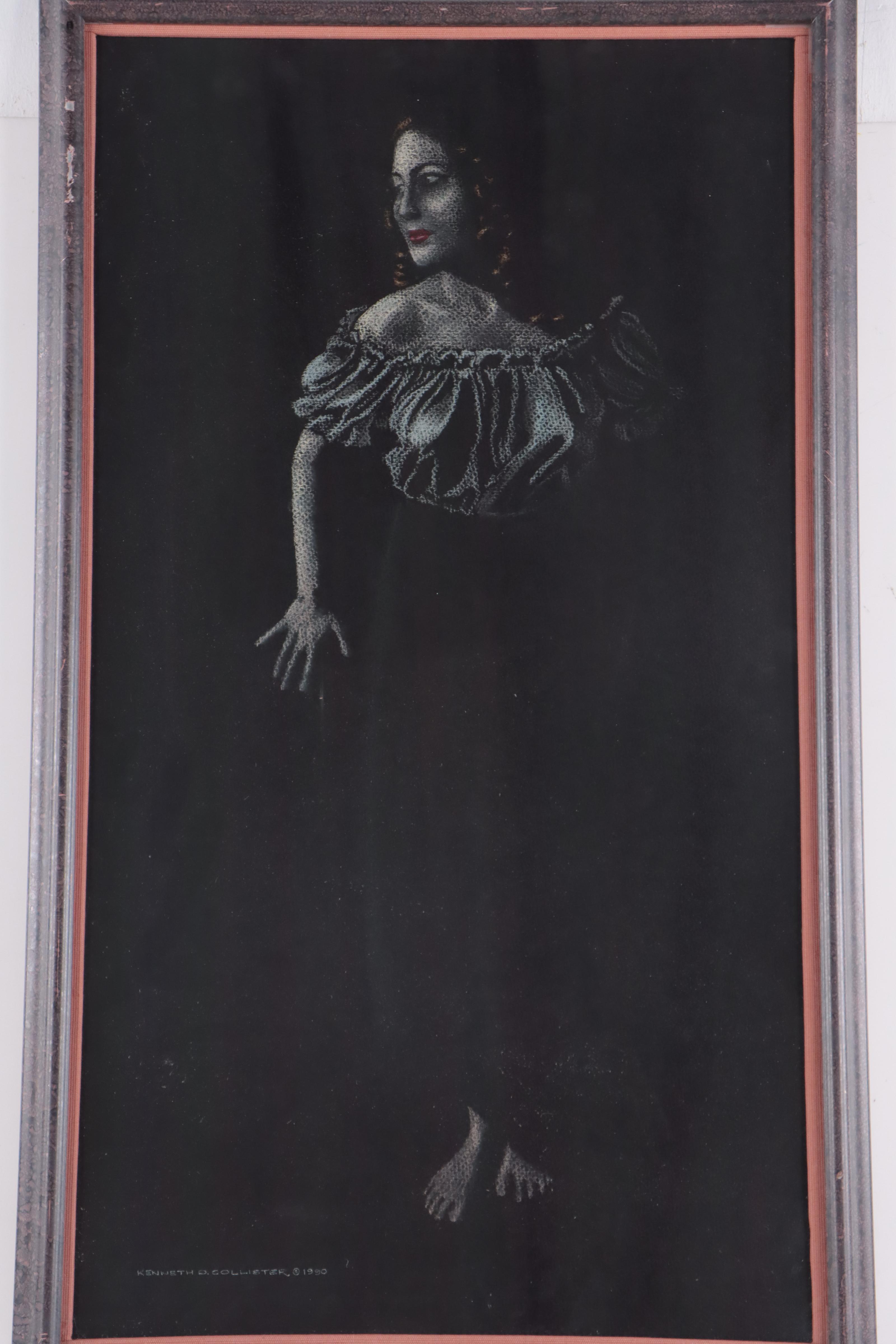Kenneth D. Collister Chalk Pastel Drawing of Woman "Chicateta," 1990 | EBTH