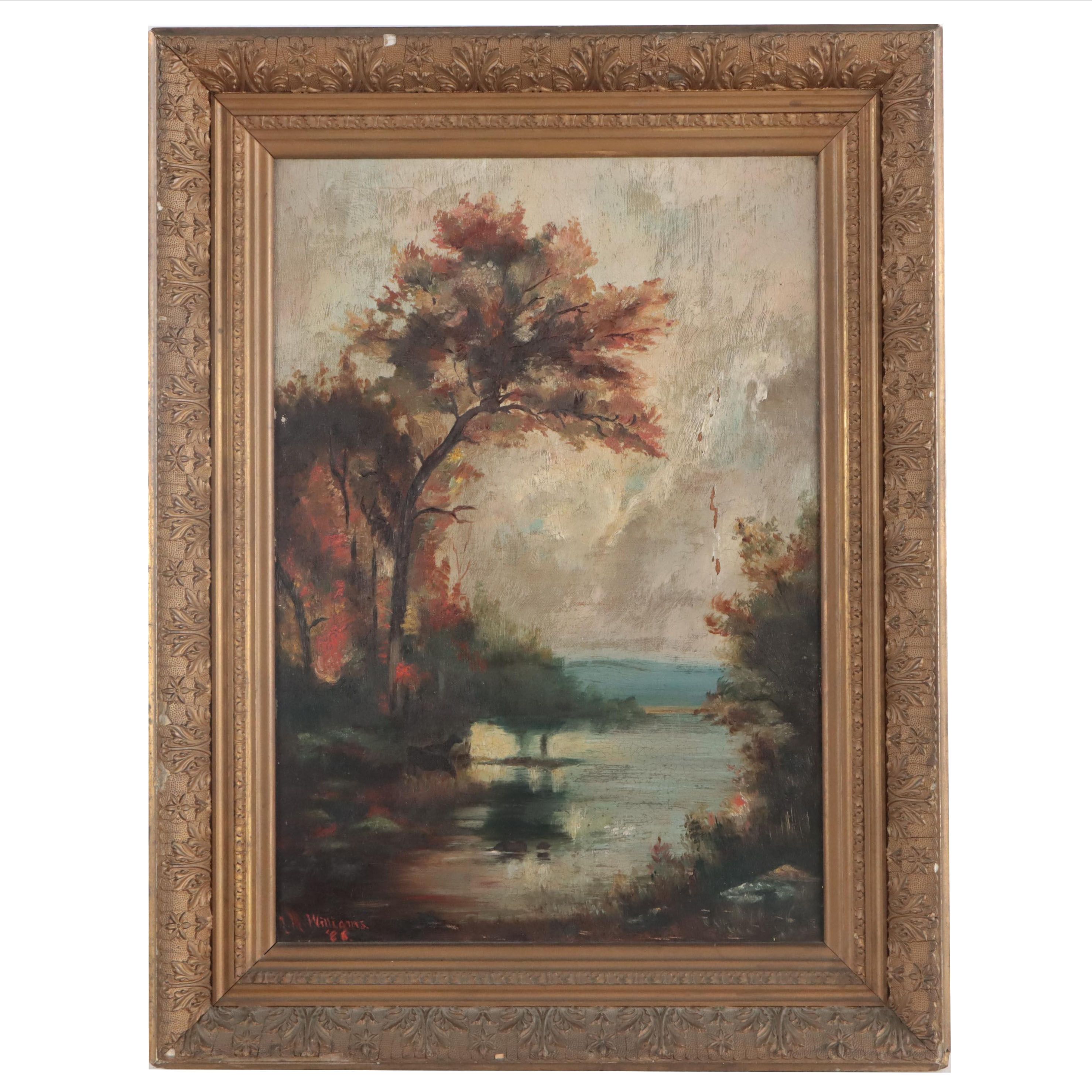 A. M. Williams Oil Painting of Landscape, 1886 | EBTH