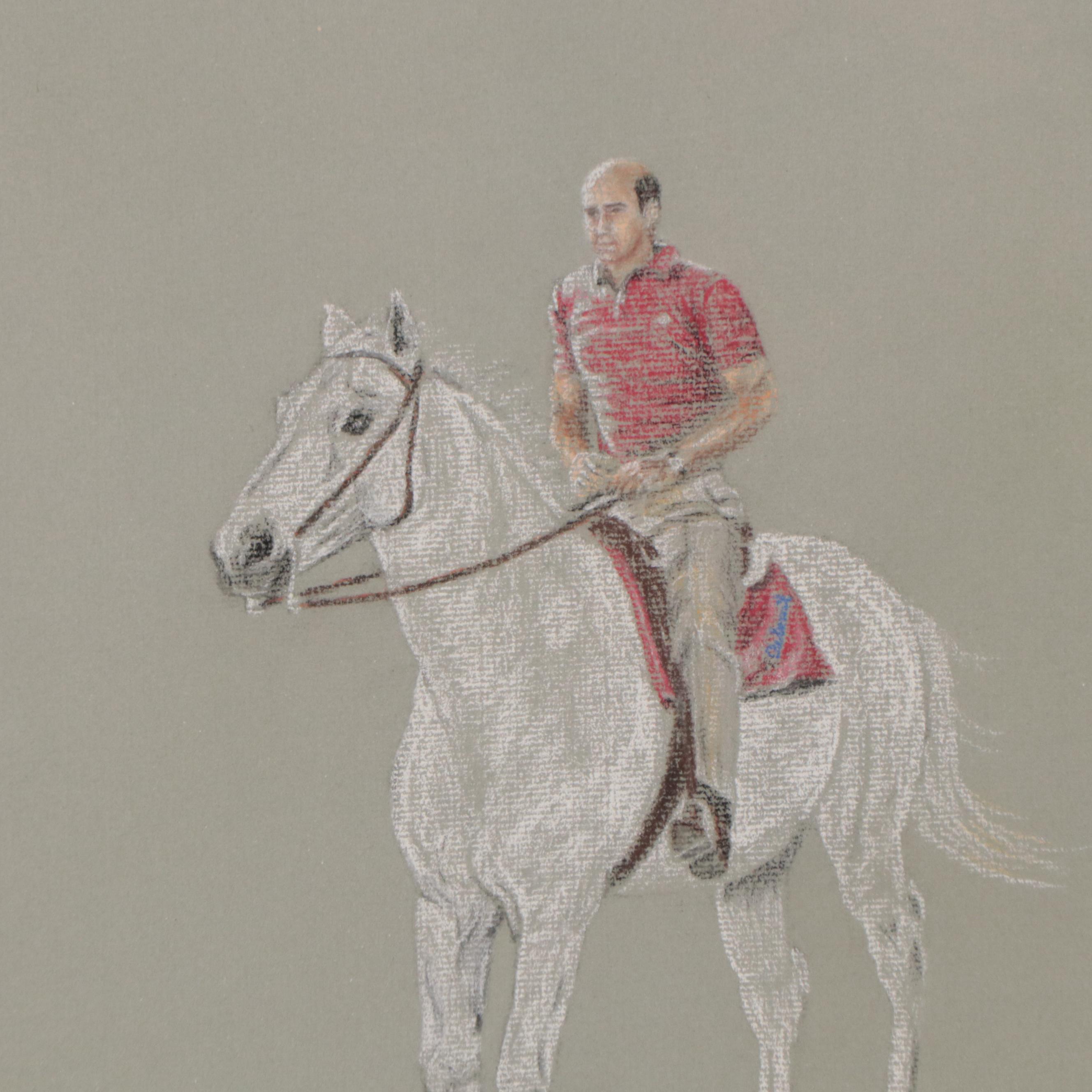 Barbara L. Howard Pastel Drawing of a John M. Veitch Riding Blue | EBTH