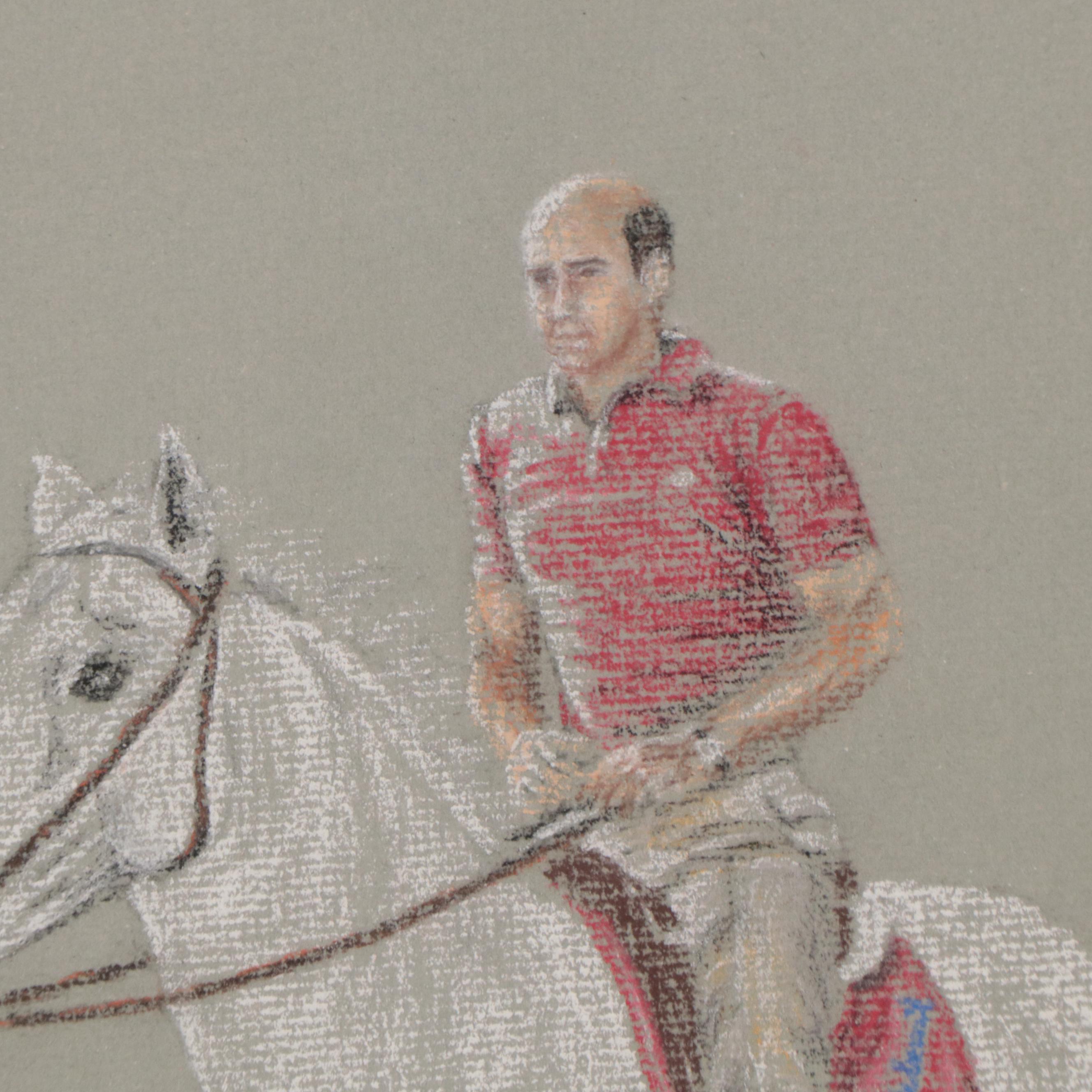 Barbara L. Howard Pastel Drawing of a John M. Veitch Riding Blue | EBTH