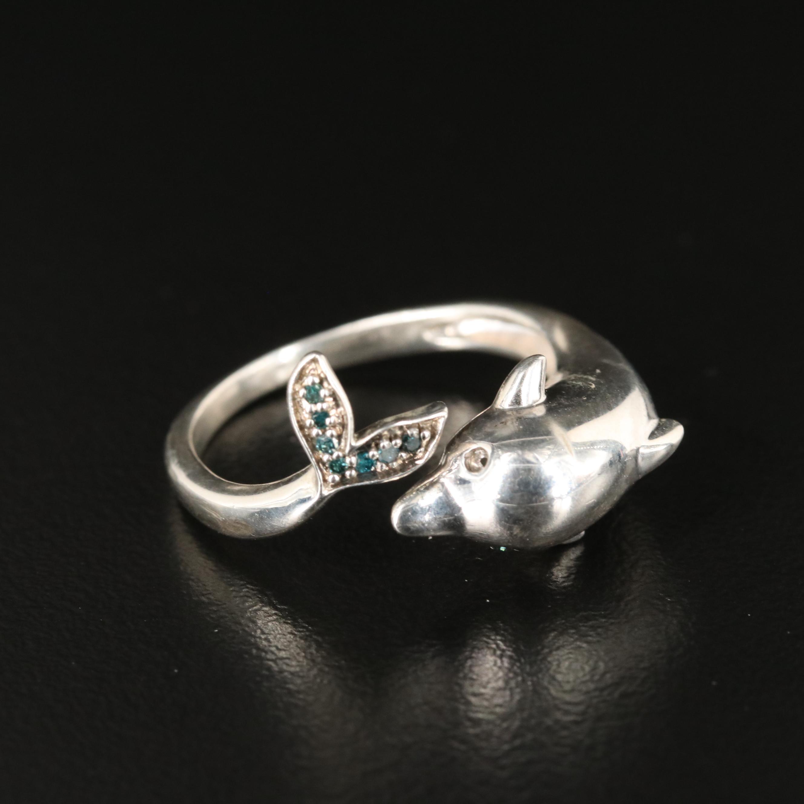 Sterling Diamond Dolphin Ring | EBTH