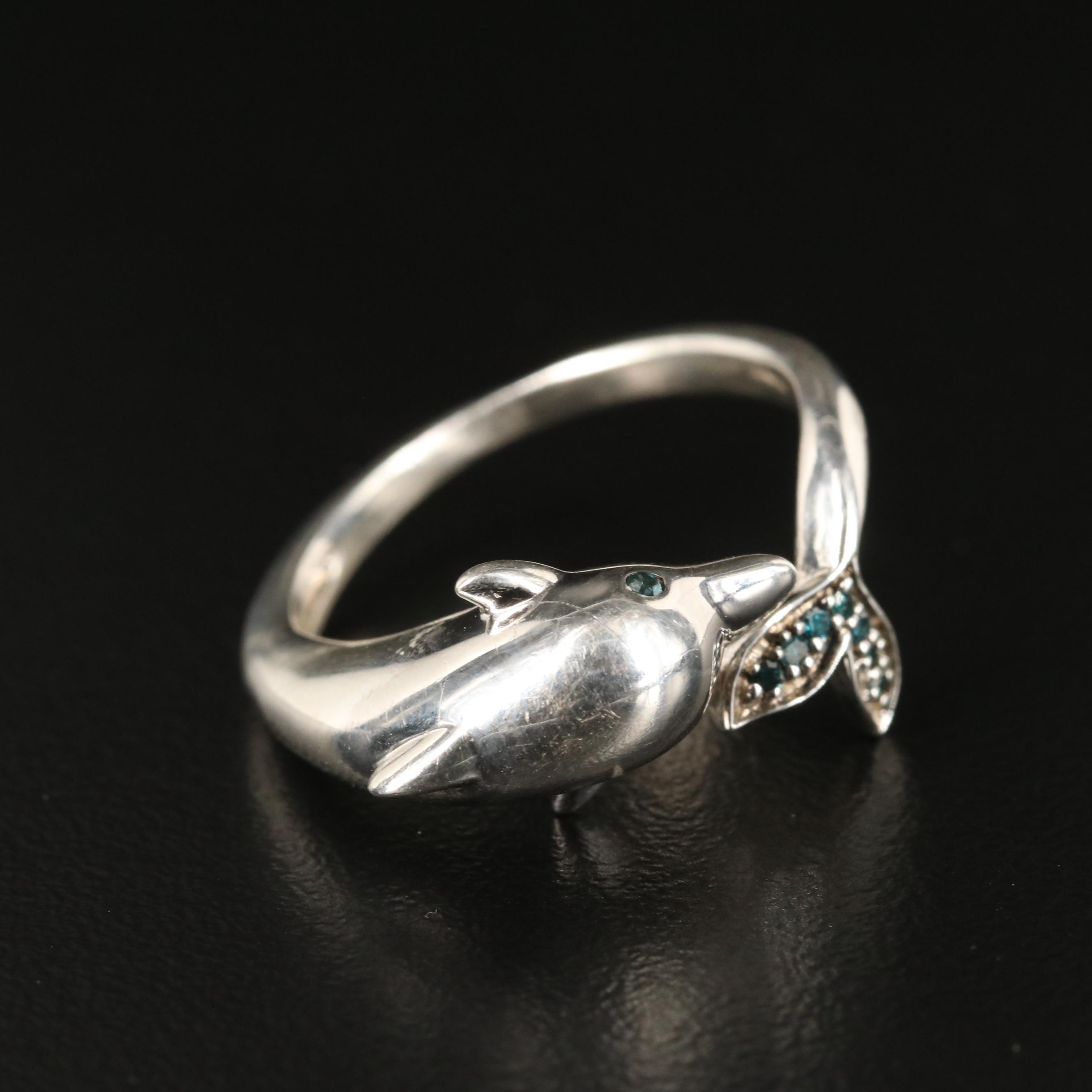 Sterling Diamond Dolphin Ring | EBTH