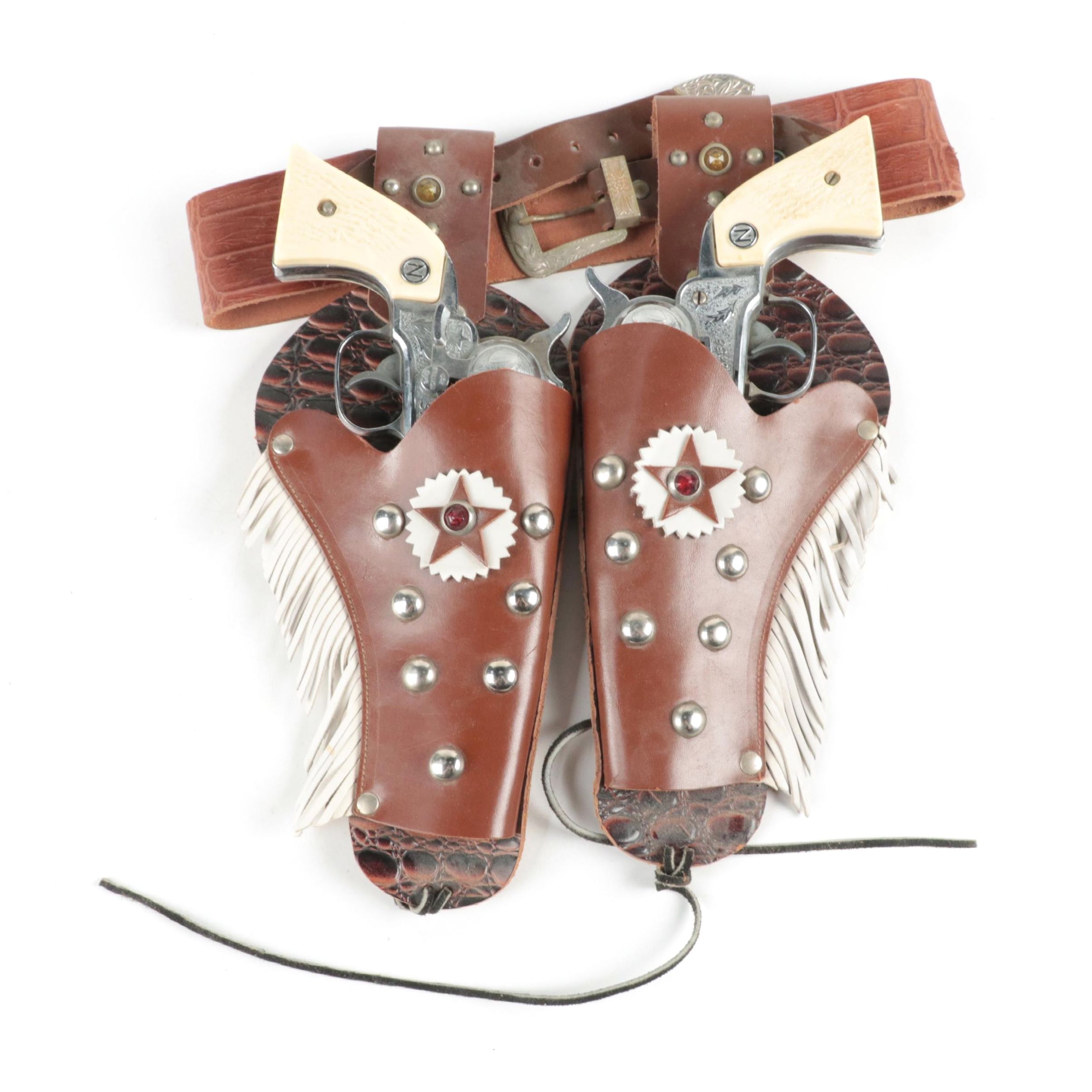 Kid's Nichols "Stallion 38" Toy Cap Gun Revolvers With Leather Belt ...