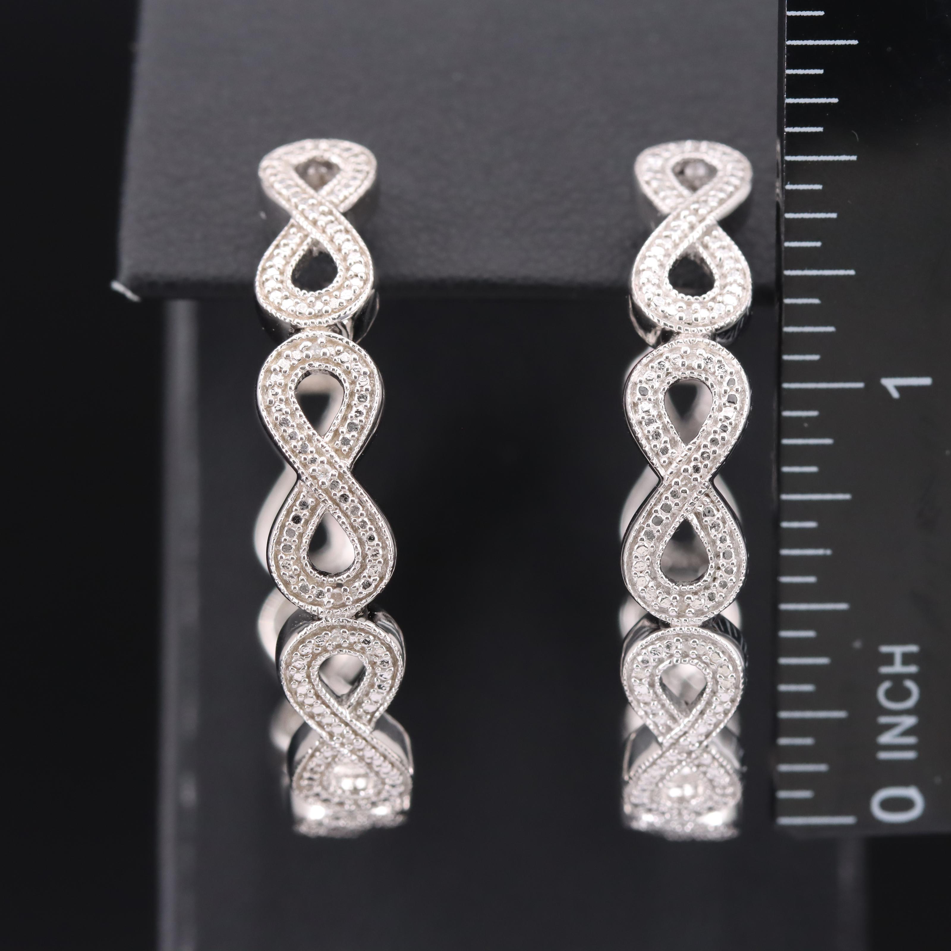 Sterling Diamond Infinity Hoop Earrings | EBTH