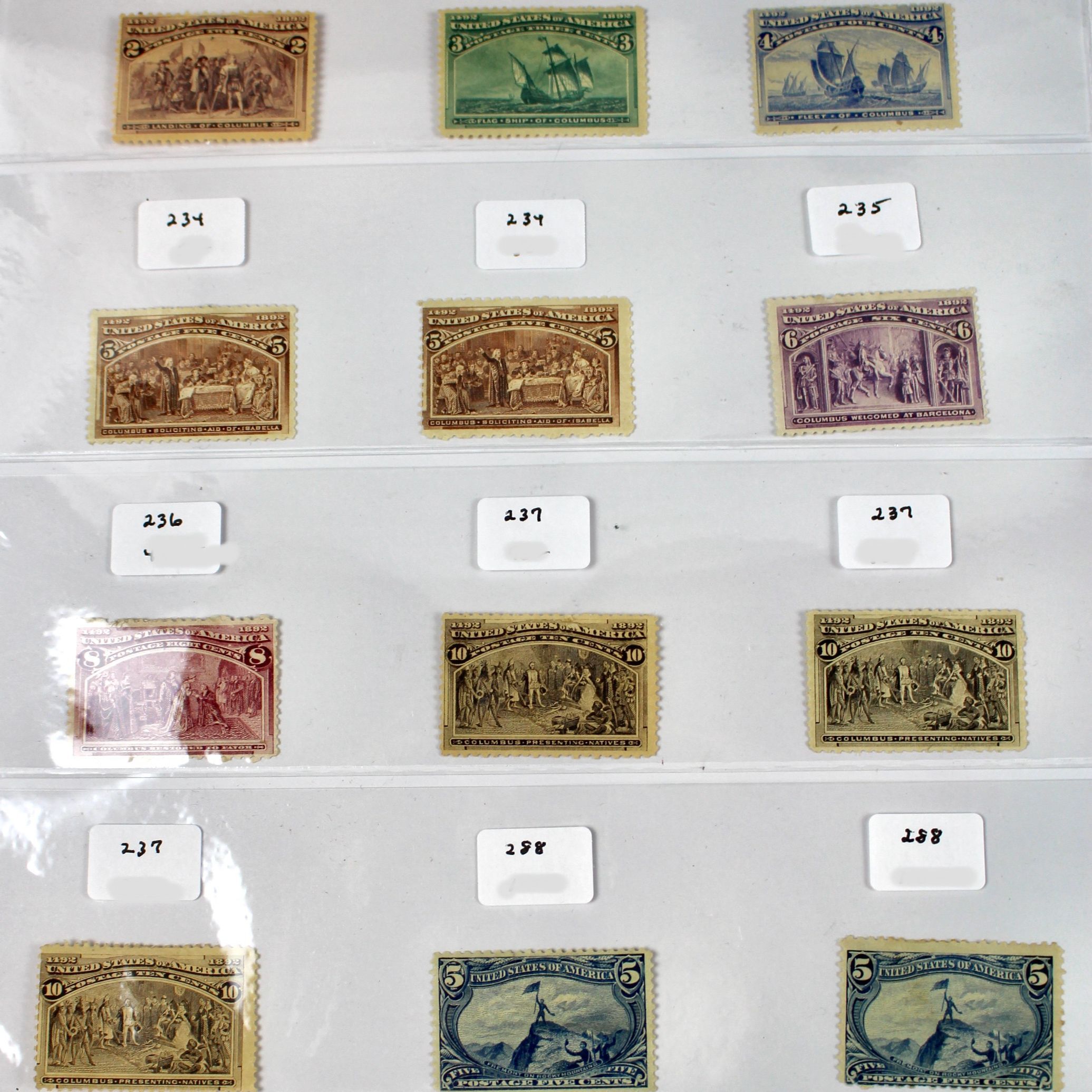 Fourteen Mint Condition Columbian and Trans Mississippi Postage Stamps ...