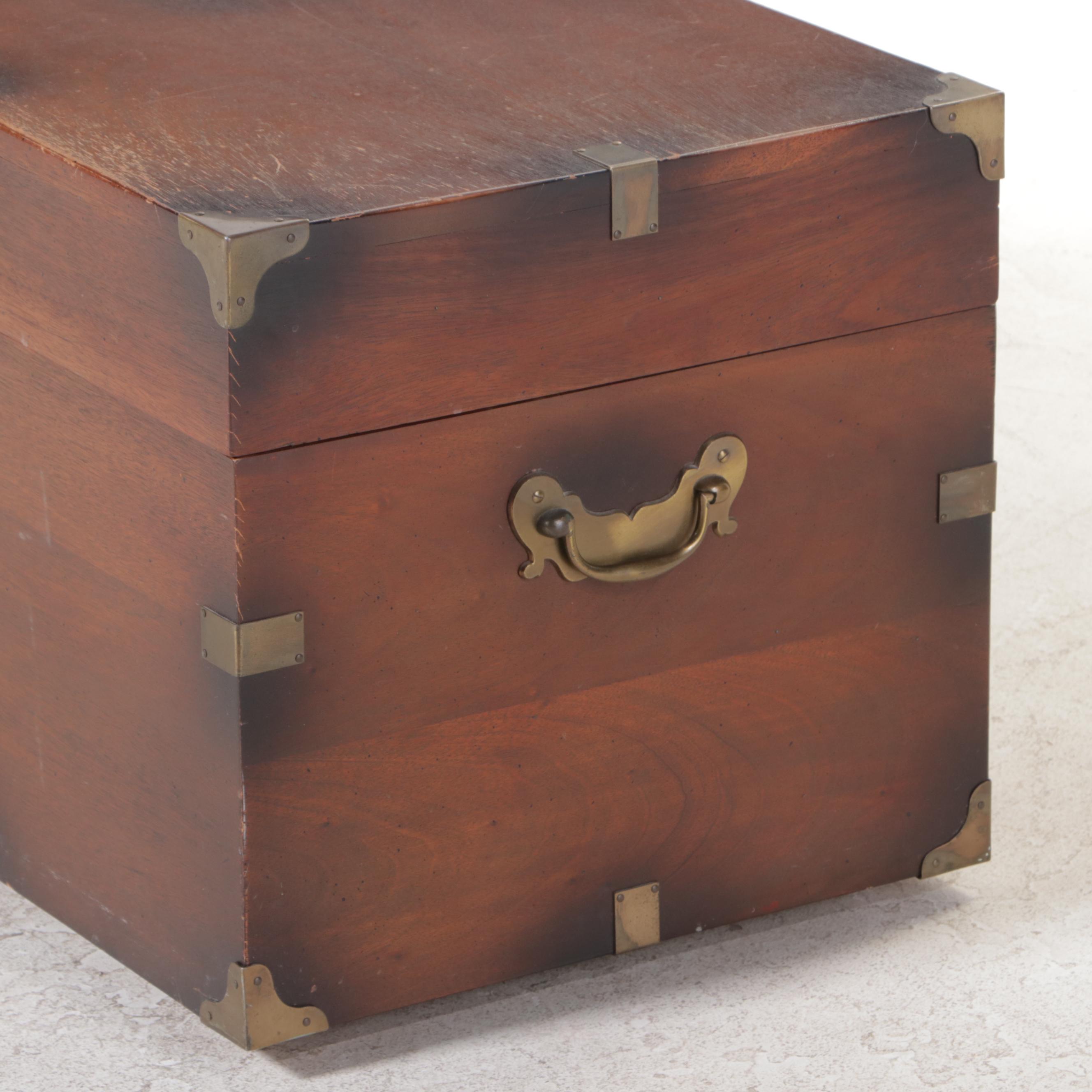 Lane Campaign Style Brass-Mounted Mahogany and Cedar Chest, Late 20th ...