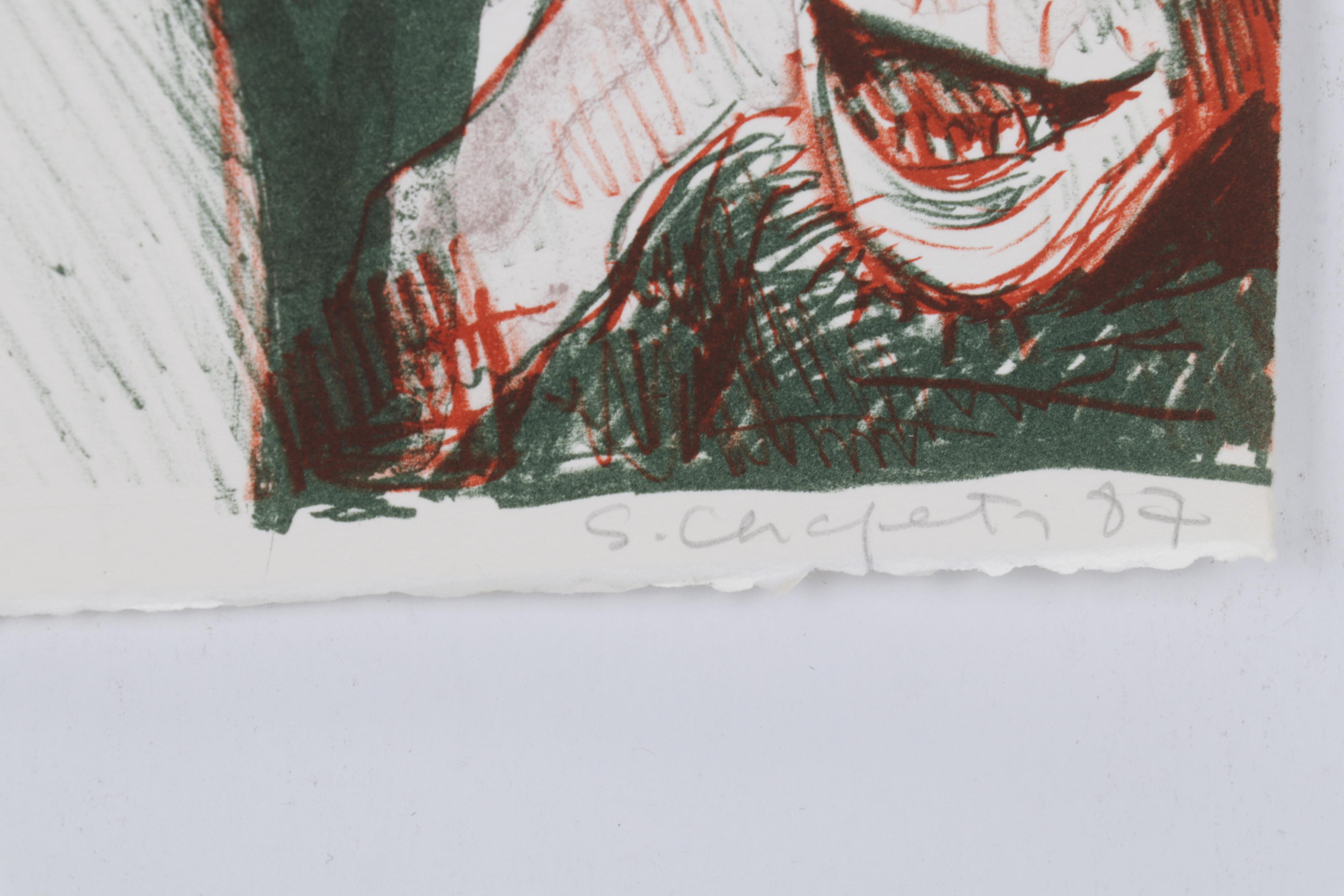 Sidney Chafetz Color Lithograph "Self Portrait," 1987 | EBTH