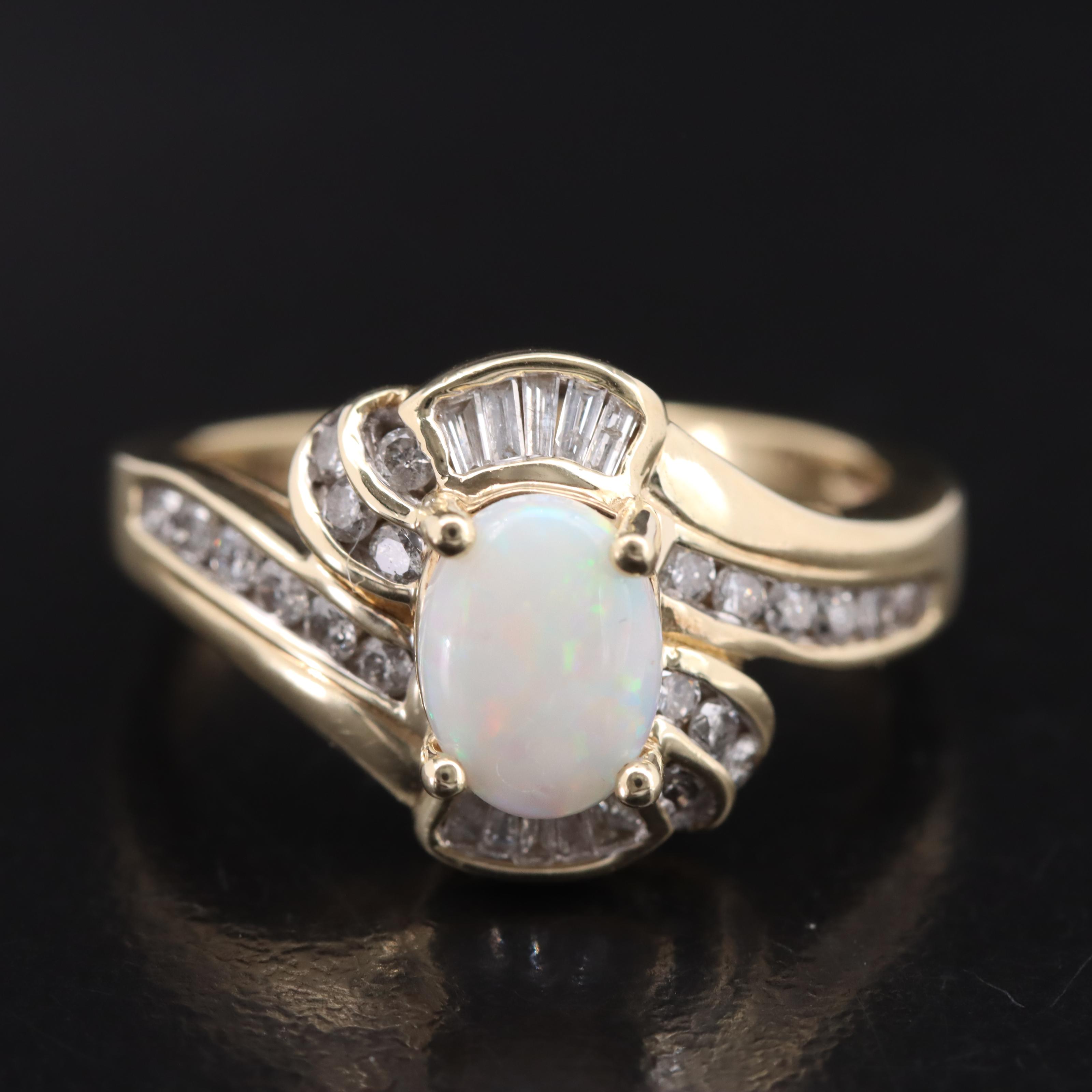 10K Opal and Diamond Ring | EBTH