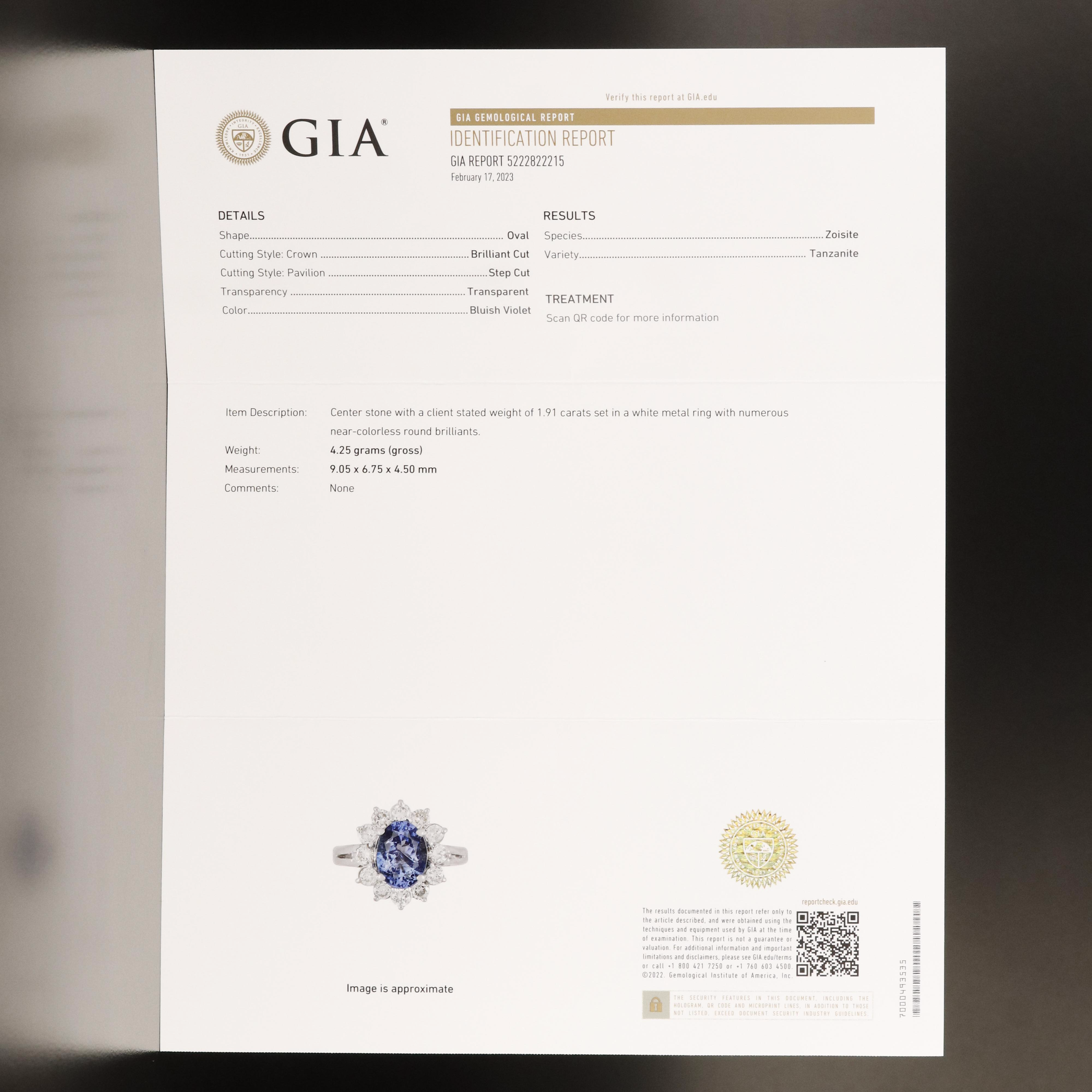 18K Tanzanite and Diamond Ring with GIA Report | EBTH