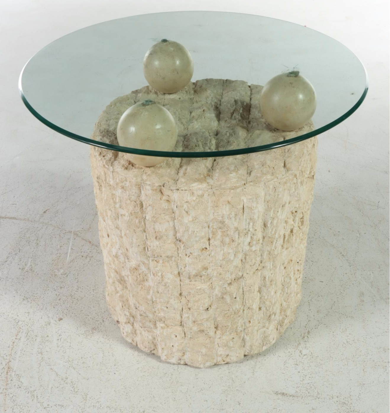 Pair of Contemporary Tessellated Stone and Glass End Tables | EBTH